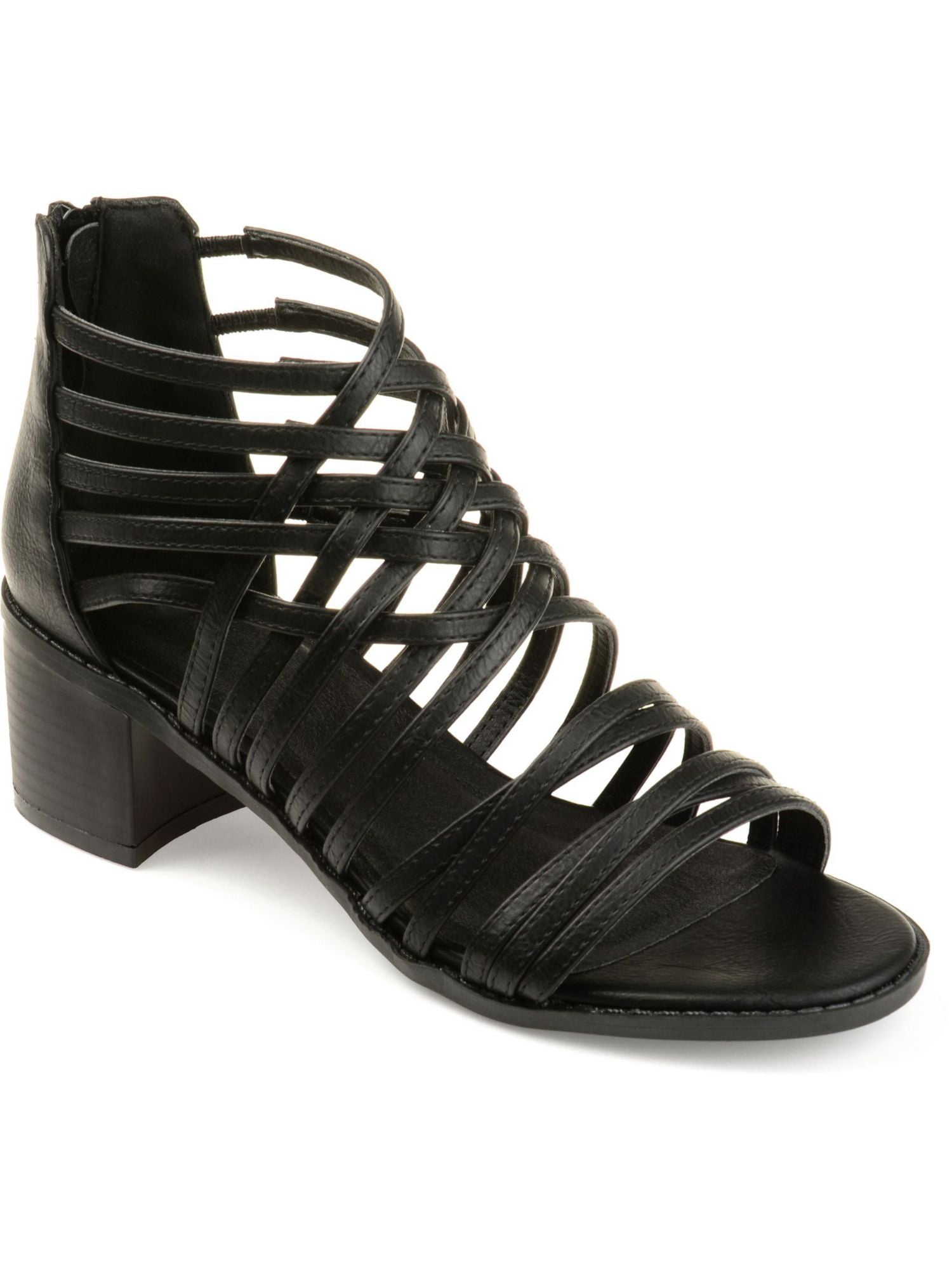 JOURNEE COLLECTION Womens Black Crisscross Woven Straps Strappy Comfort ...