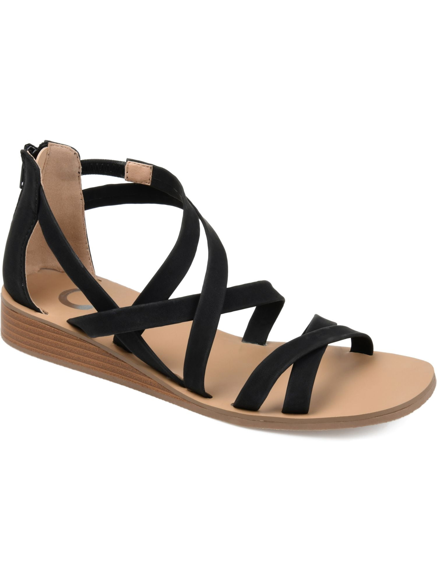JOURNEE COLLECTION Womens Black Side Elastic Strappy Lanza Square Toe ...