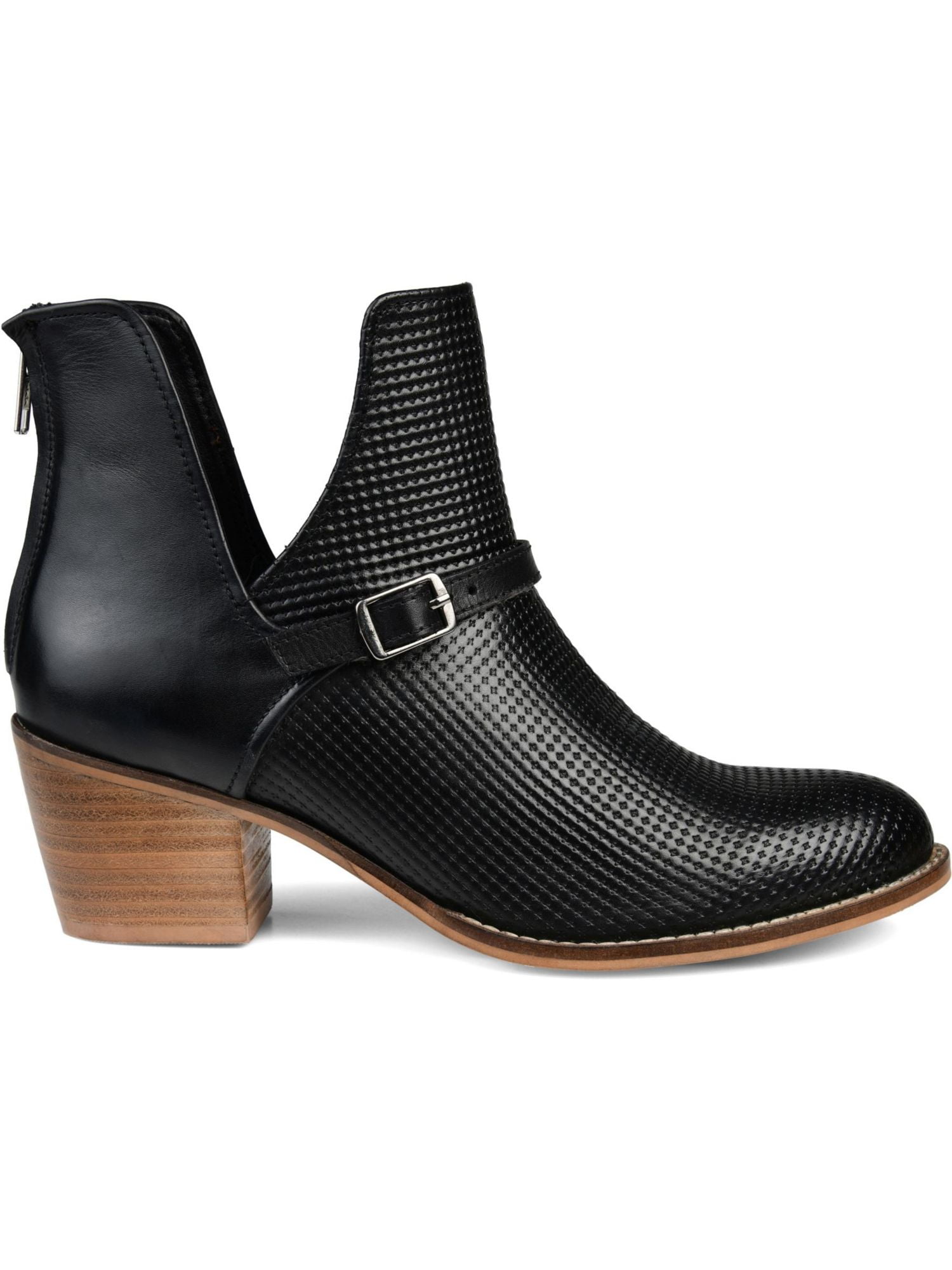 JOURNEE COLLECTION Womens Black Textured Deep V Cut Outs Cushioned ...