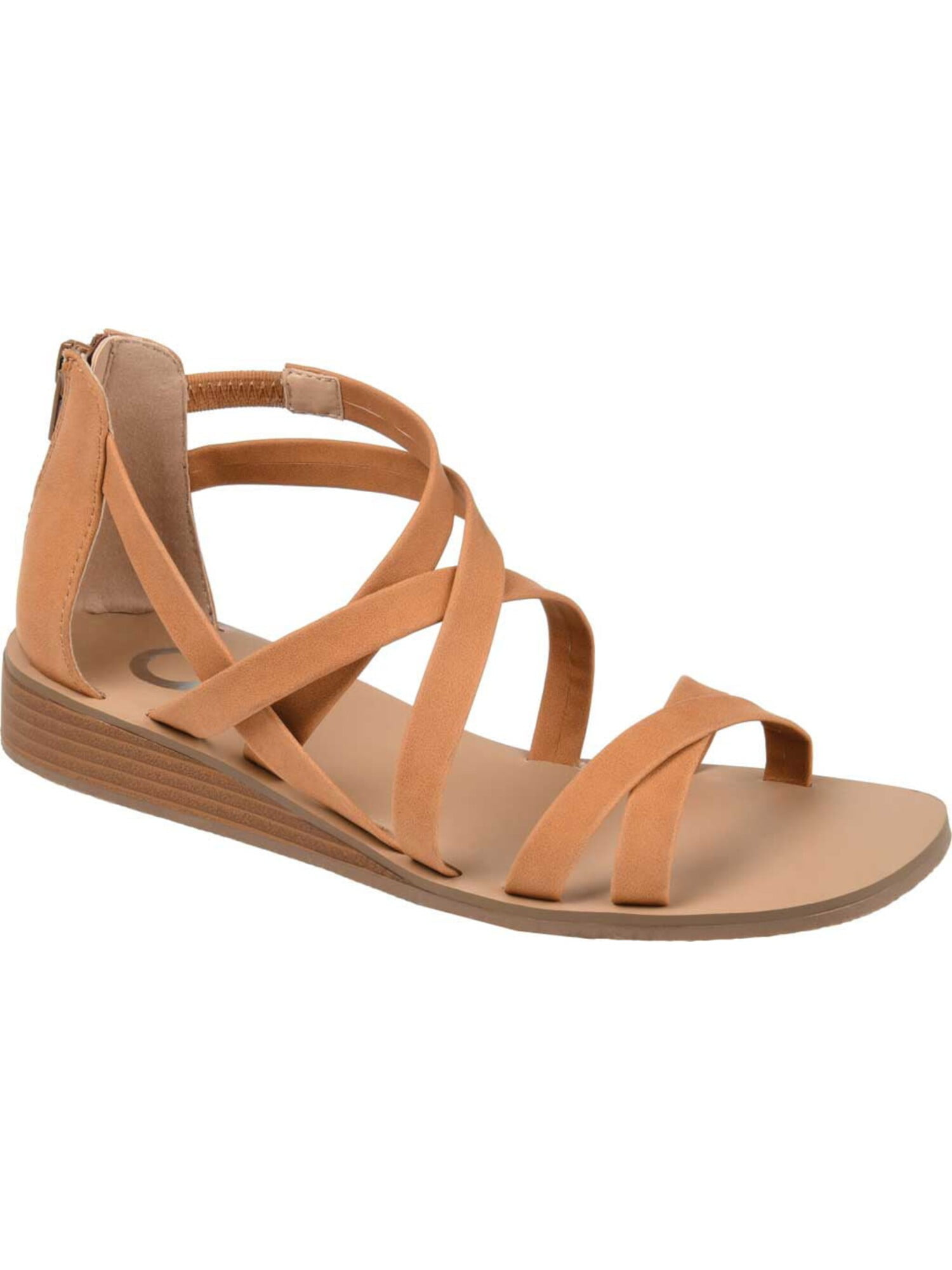 JOURNEE COLLECTION Womens Brown Side Elastic Strappy Lanza Square Toe ...