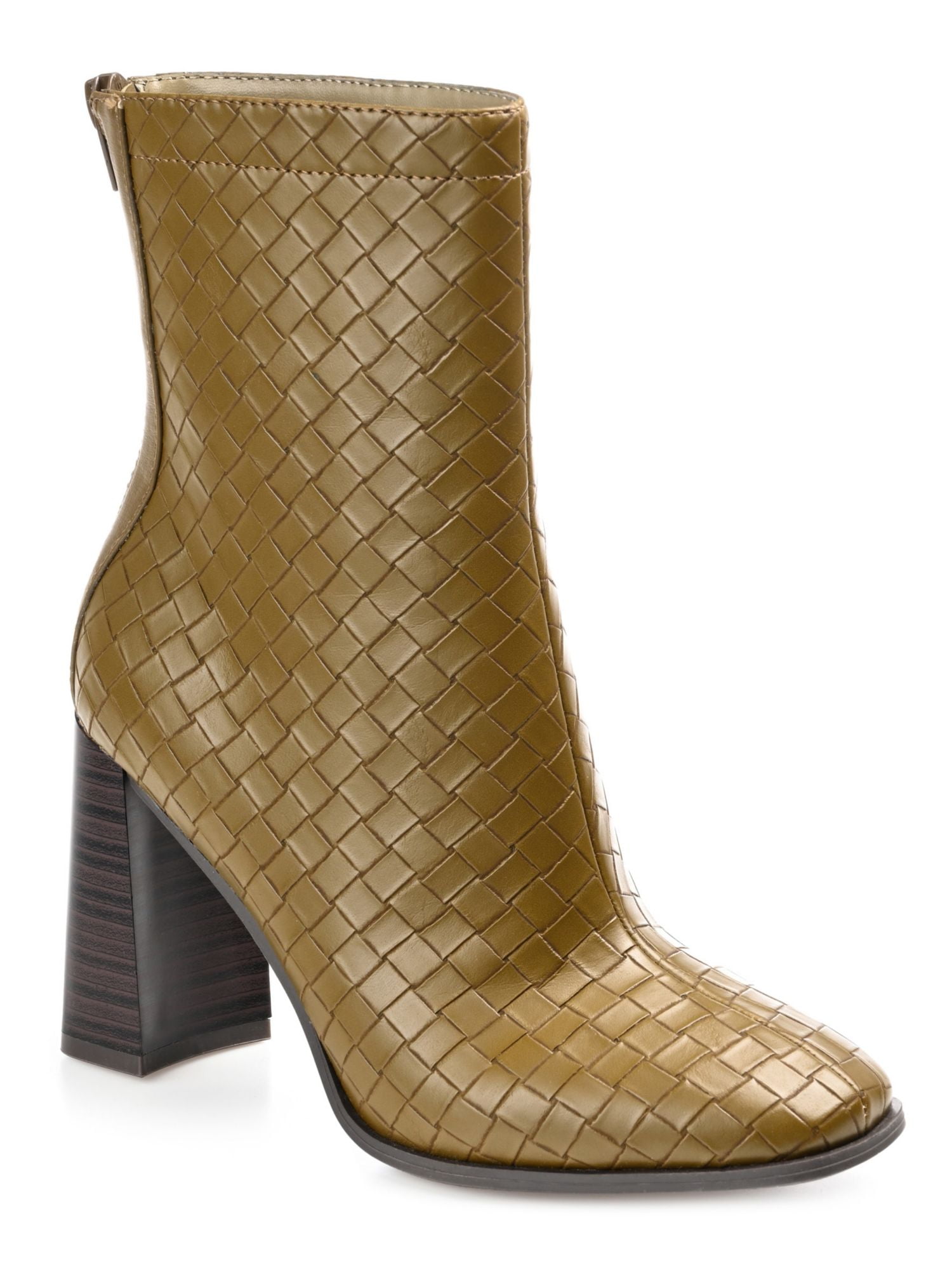 JOURNEE COLLECTION Womens Brown Woven Comfort Brielle Square Toe Block ...