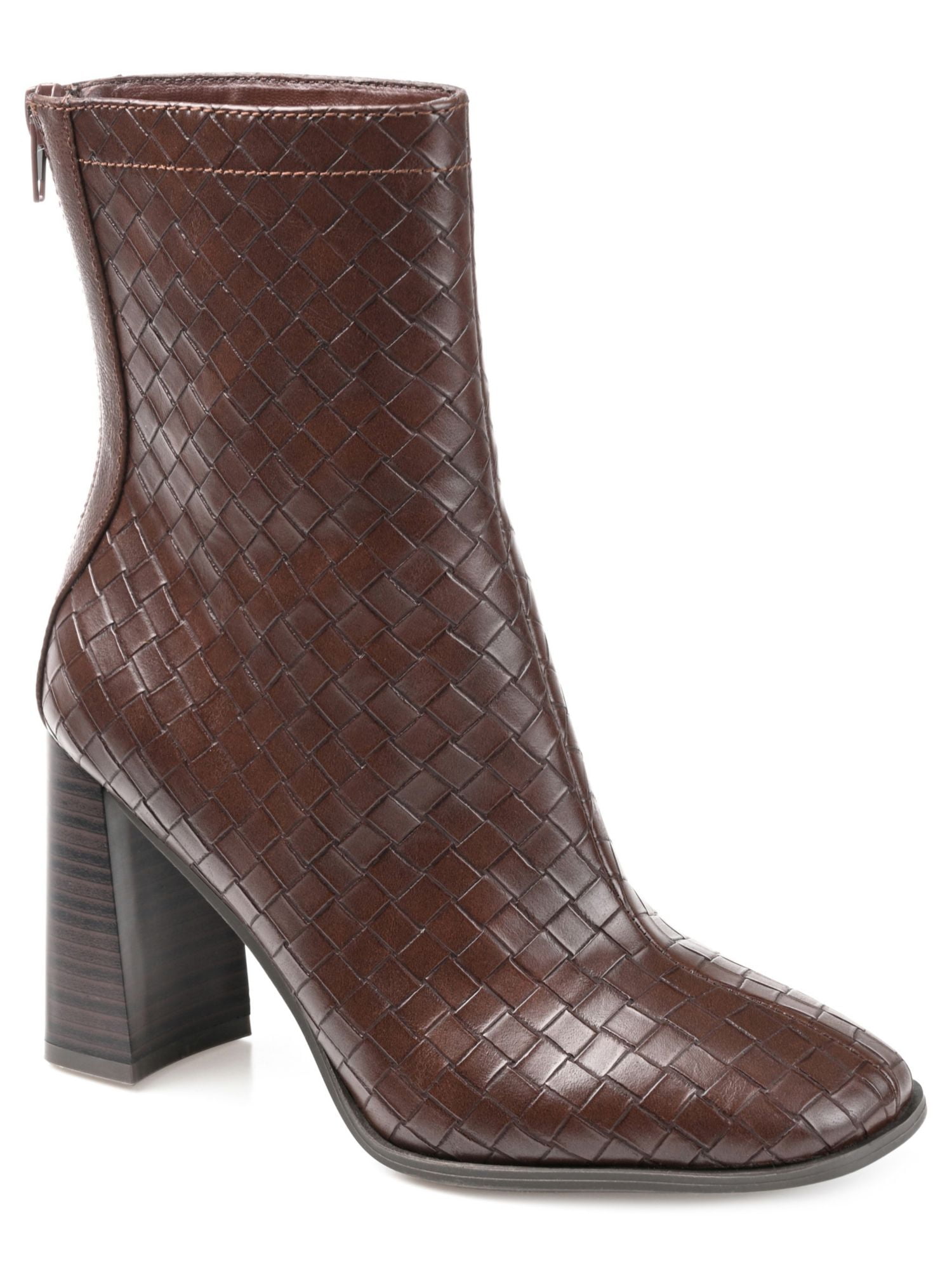 JOURNEE COLLECTION Womens Brown Woven Comfort Brielle Square Toe Block ...