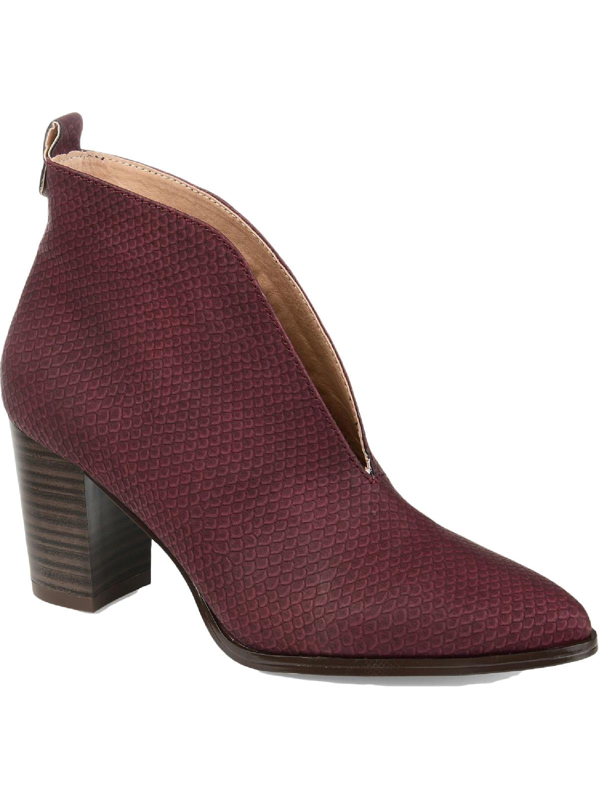 JOURNEE COLLECTION Womens Burgundy Textured V-Cutout Pull Tab Bellamy ...