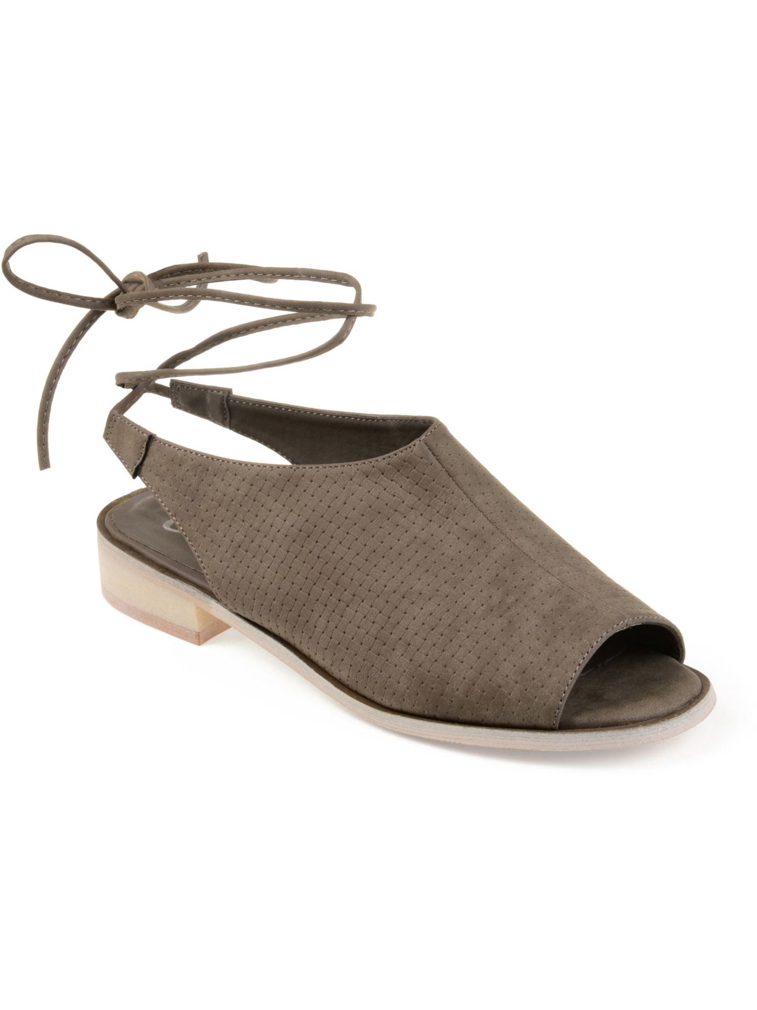 JOURNEE COLLECTION Womens Gray Basket Weave Faux Wood Grain Heel ...