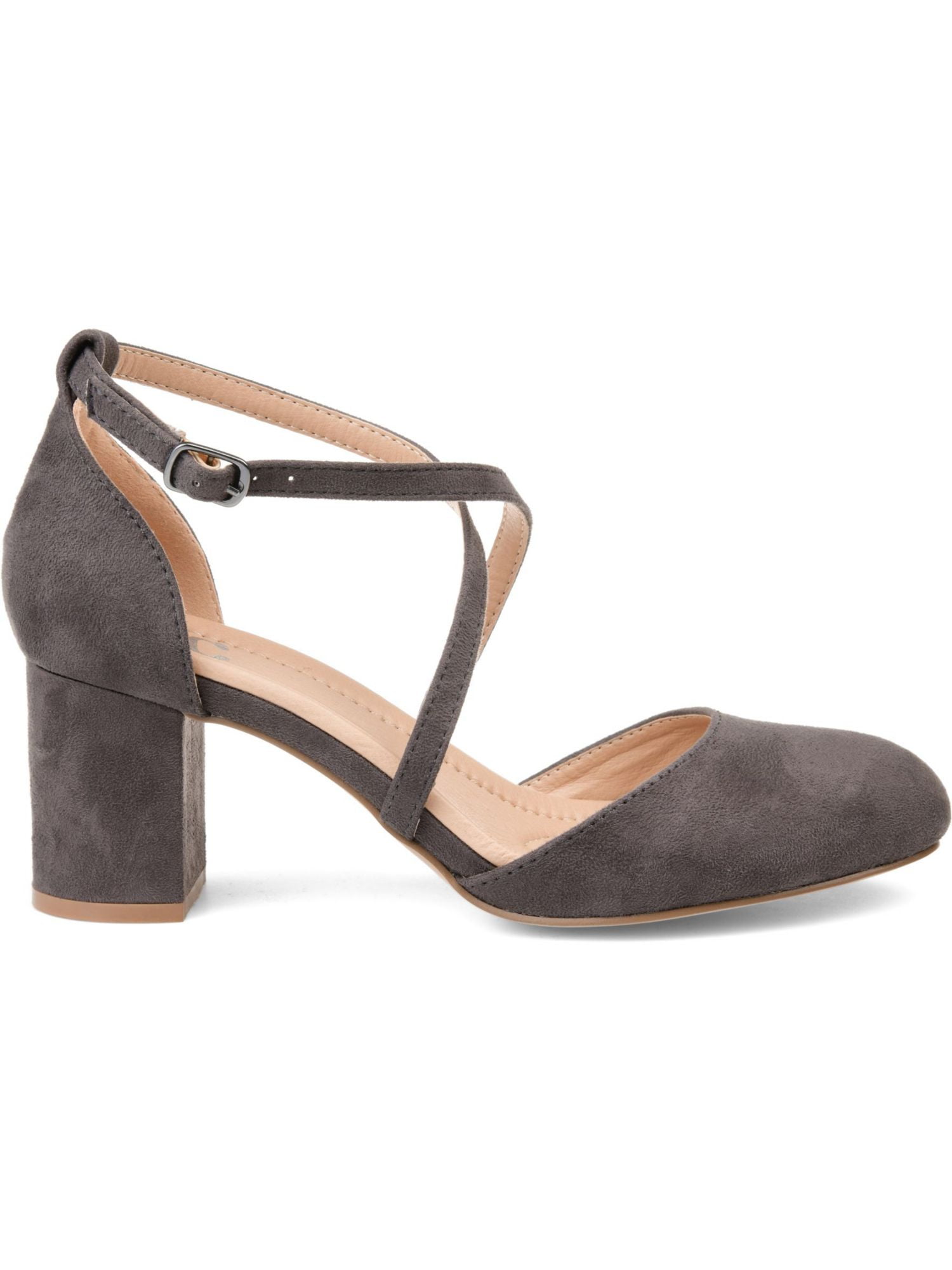 JOURNEE COLLECTION Womens Gray Crisscross Straps Padded Foster Round ...