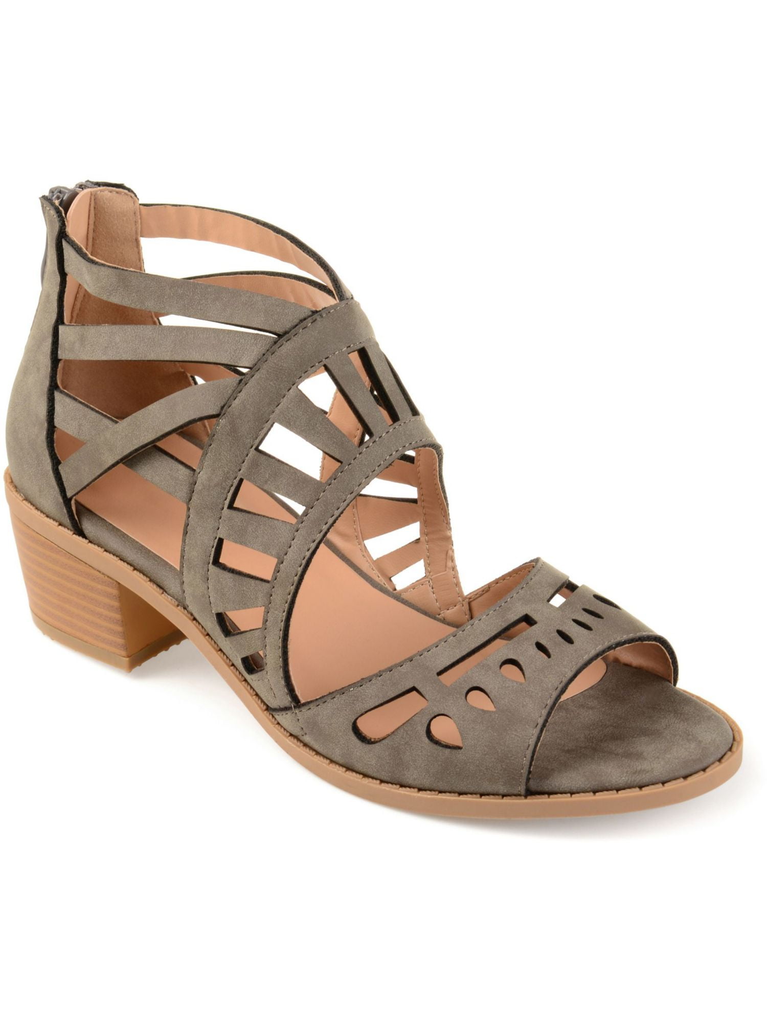 JOURNEE COLLECTION Womens Gray Laser Cut Cushioned Strappy Dexy Round ...