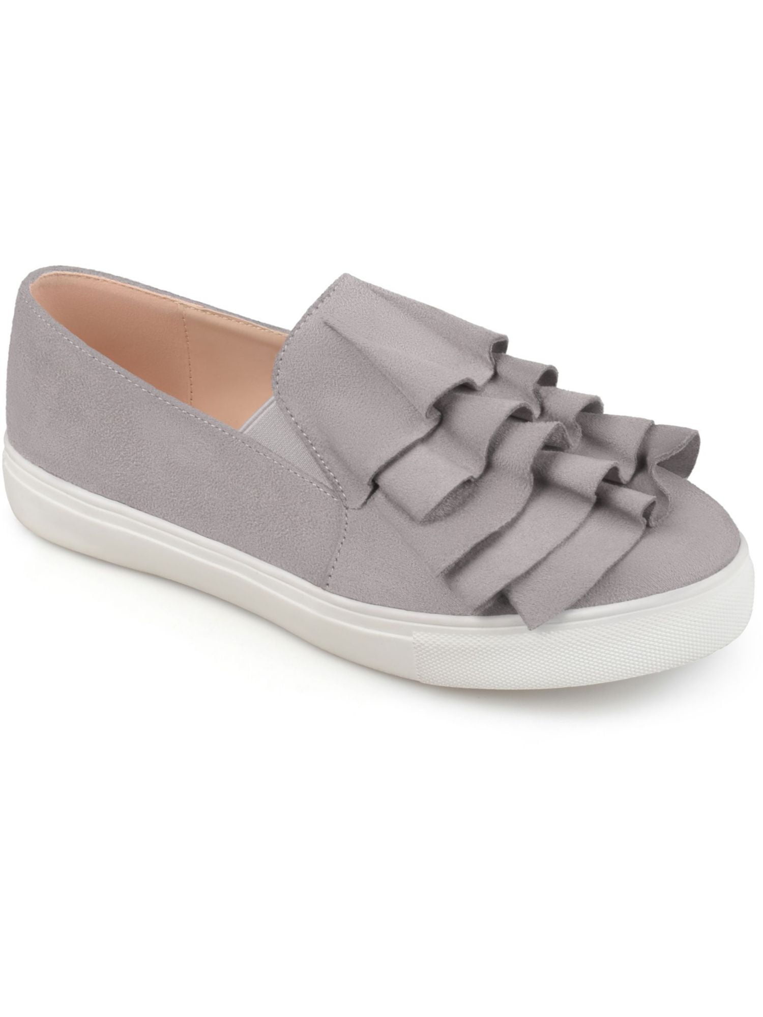 JOURNEE COLLECTION Womens Gray Layered Ruffle Design Glint Round Toe ...
