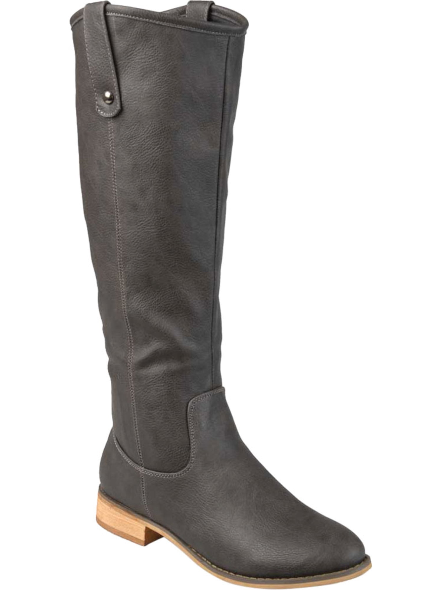 JOURNEE COLLECTION Womens Gray Pull Tab Comfort Wide Calf Taven Round ...