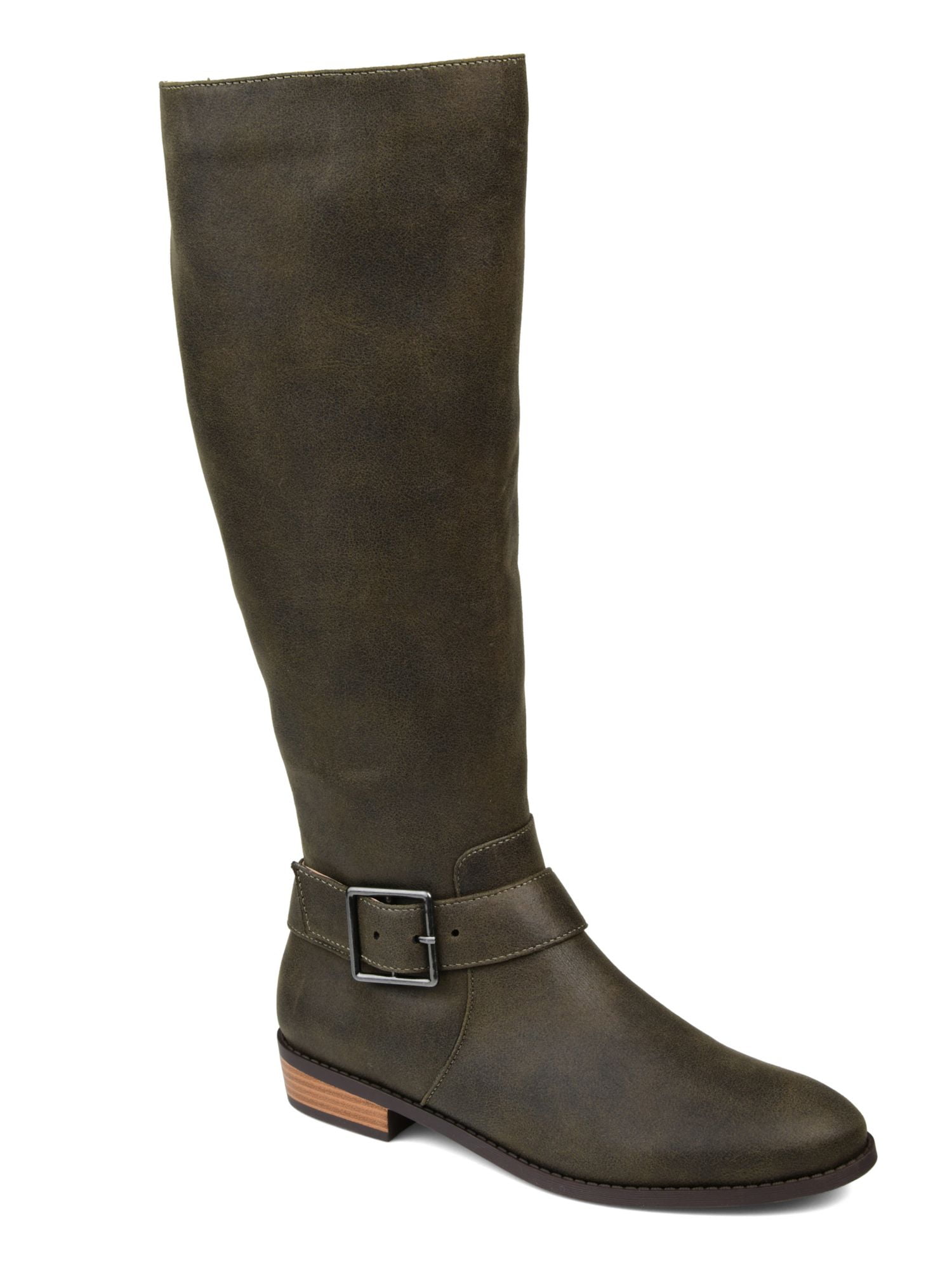 JOURNEE COLLECTION Womens Green Buckle Accent Wide Calf Winona Round ...