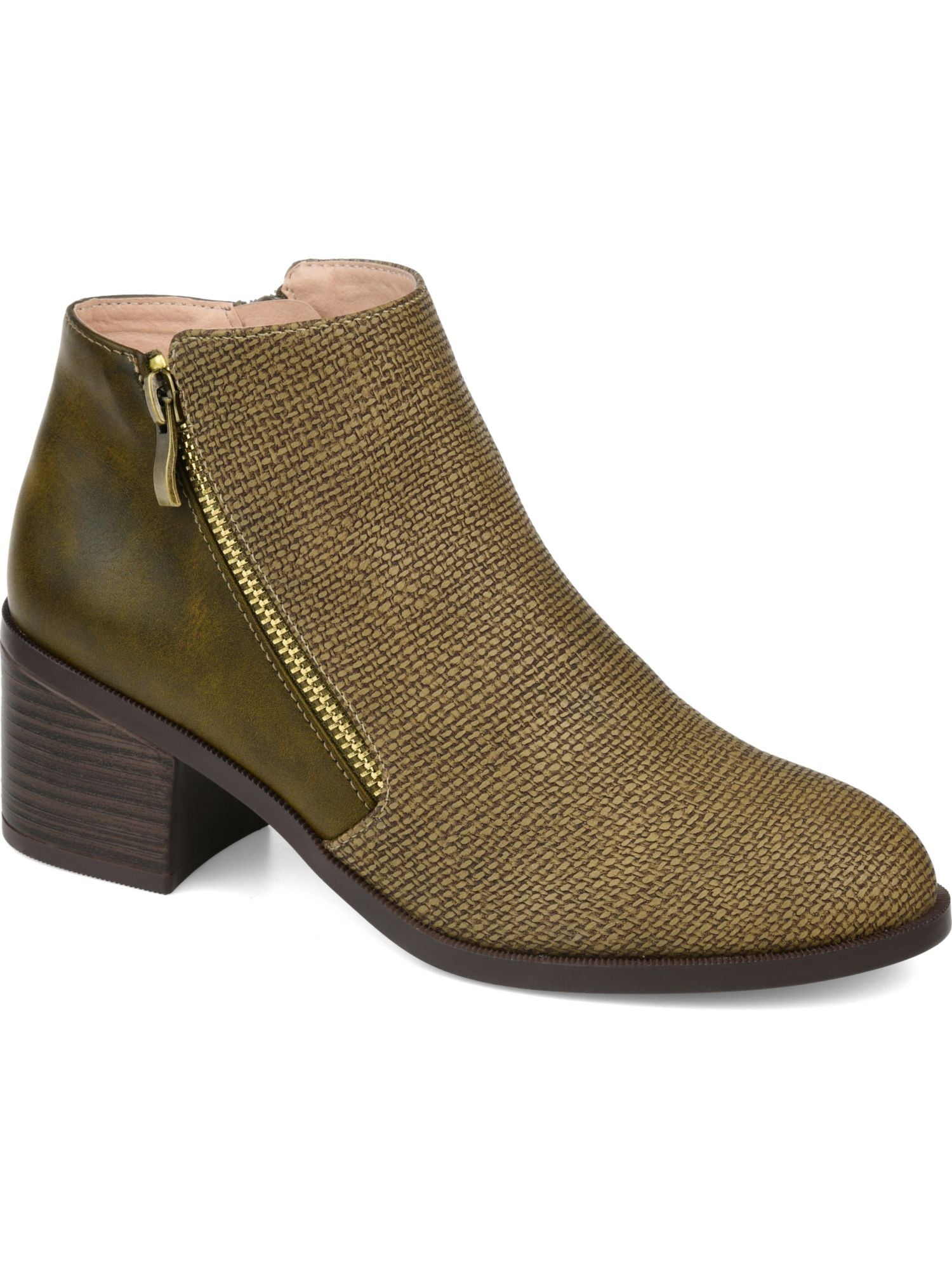 JOURNEE COLLECTION Womens Green Woven Zipper Accent Padded Sabrina ...