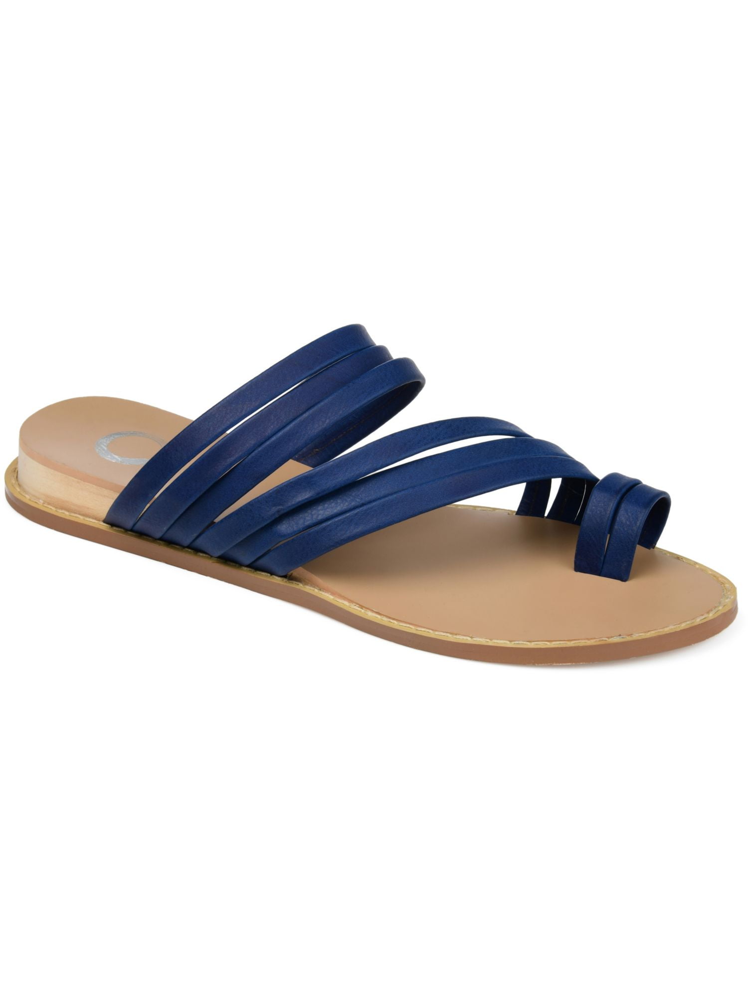 JOURNEE COLLECTION Womens Navy Toe Loop Strappy Consuelo Round Toe ...