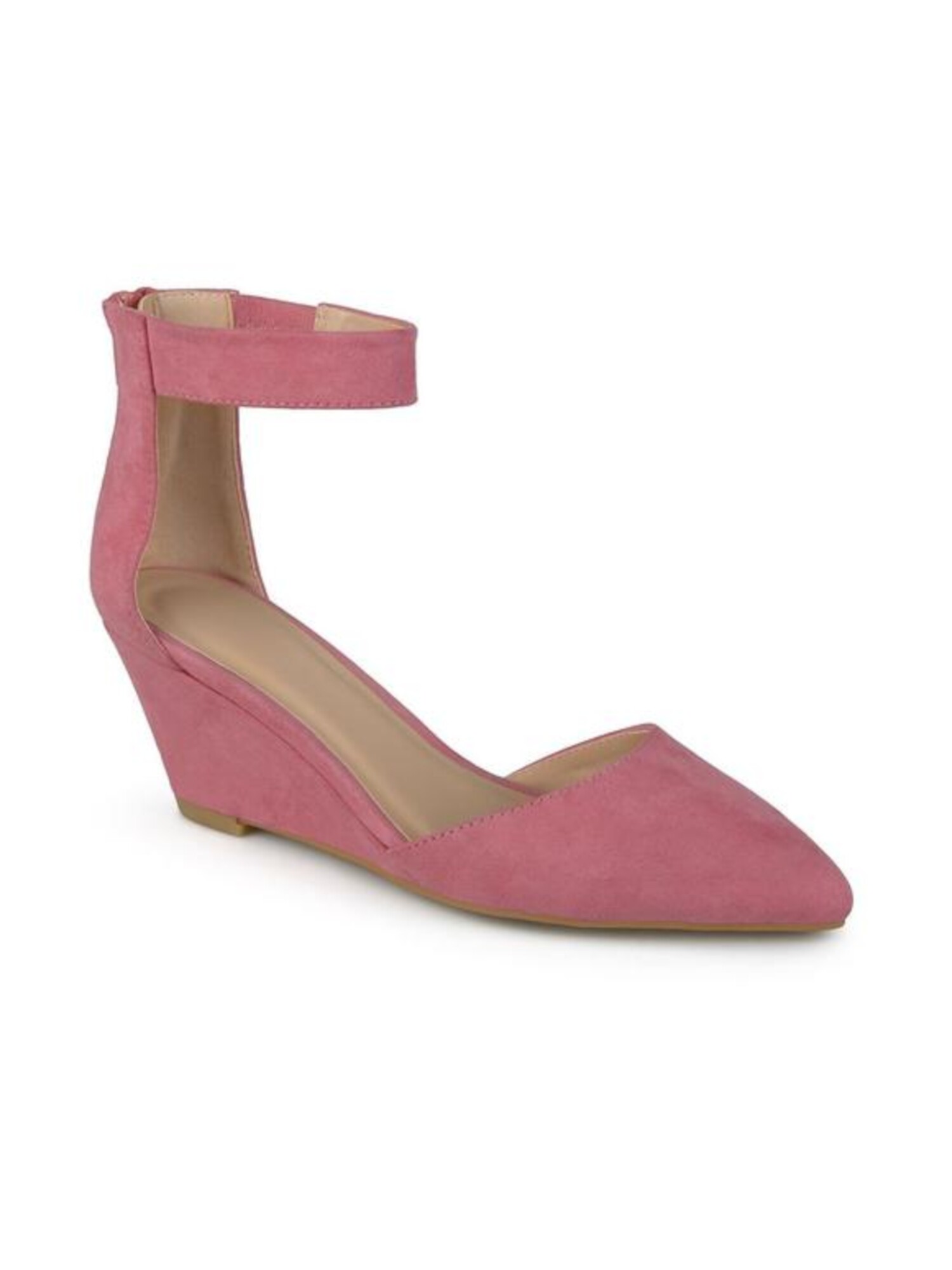 JOURNEE COLLECTION Womens Pink Ankle Strap Cushioned Kova Wedge Zip-Up ...