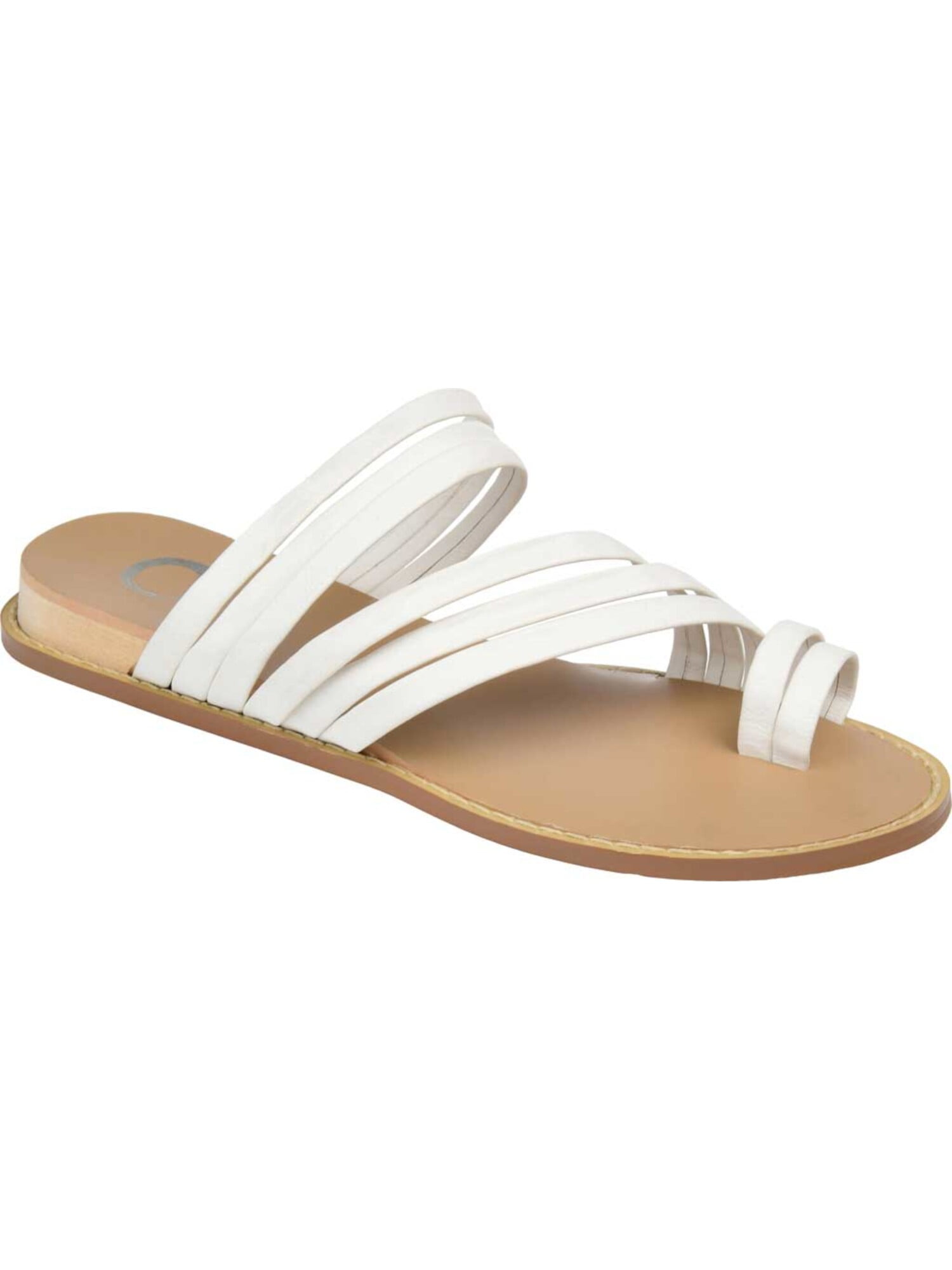 JOURNEE COLLECTION Womens White Toe Loop Strappy Consuelo Round Toe ...