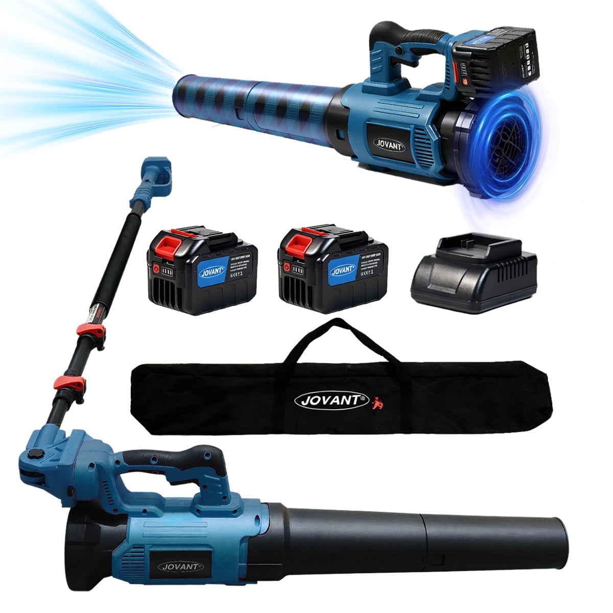 JOVANT 2-in-1 High-Power Telescopic Pole Cordless Leaf Blower—Extends ...