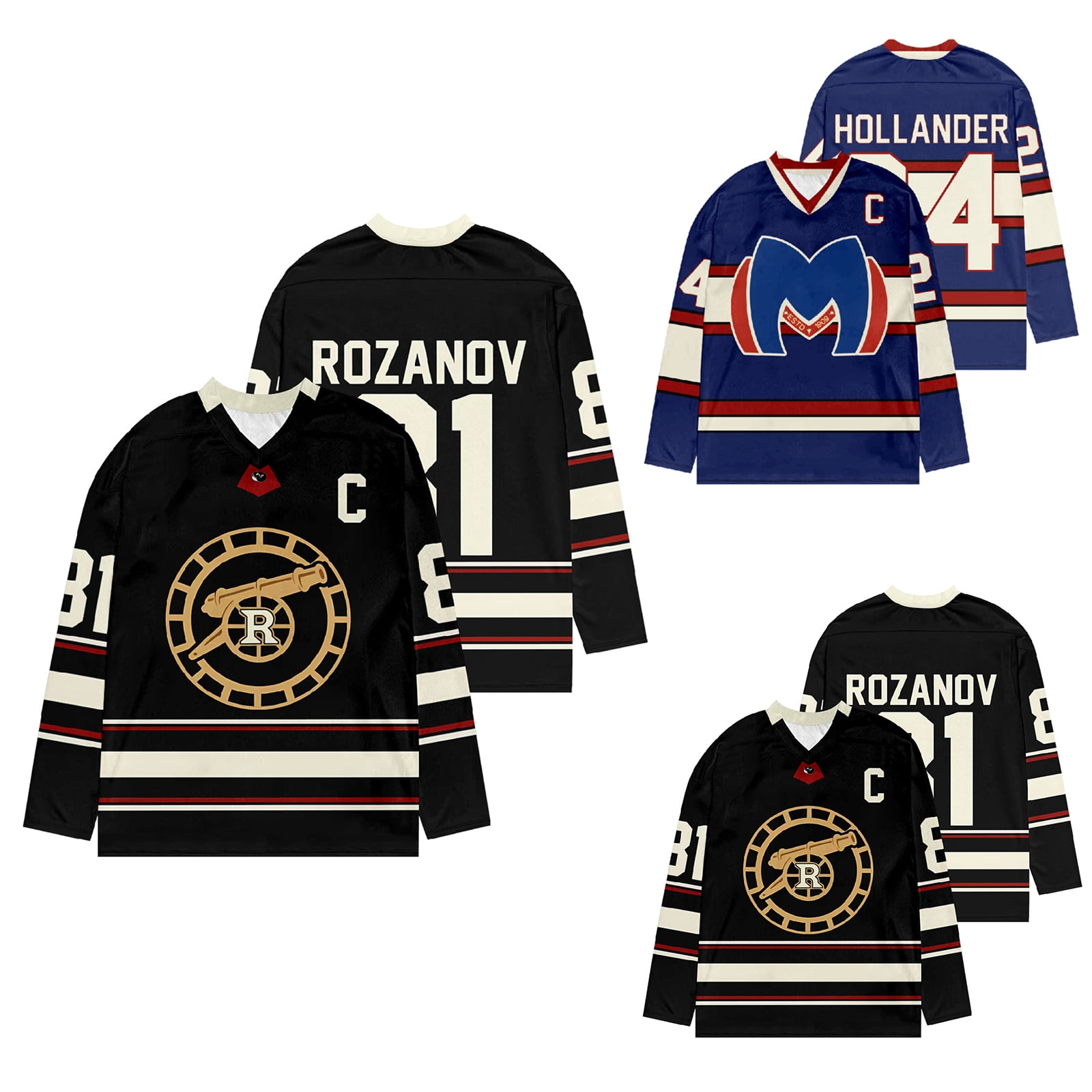 JOVIKE 81 24 Hea-ted Hockey Fan Jersey Shirt Merch, Riva-lry Long ...