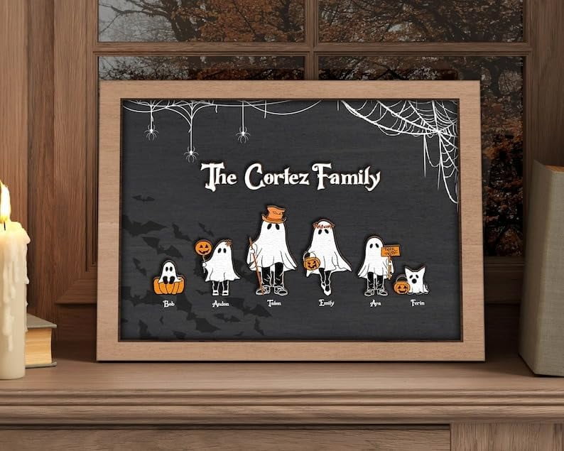 JOVIKE Custom Ghost Family Sign, Personalized Halloween Sign, Halloween ...