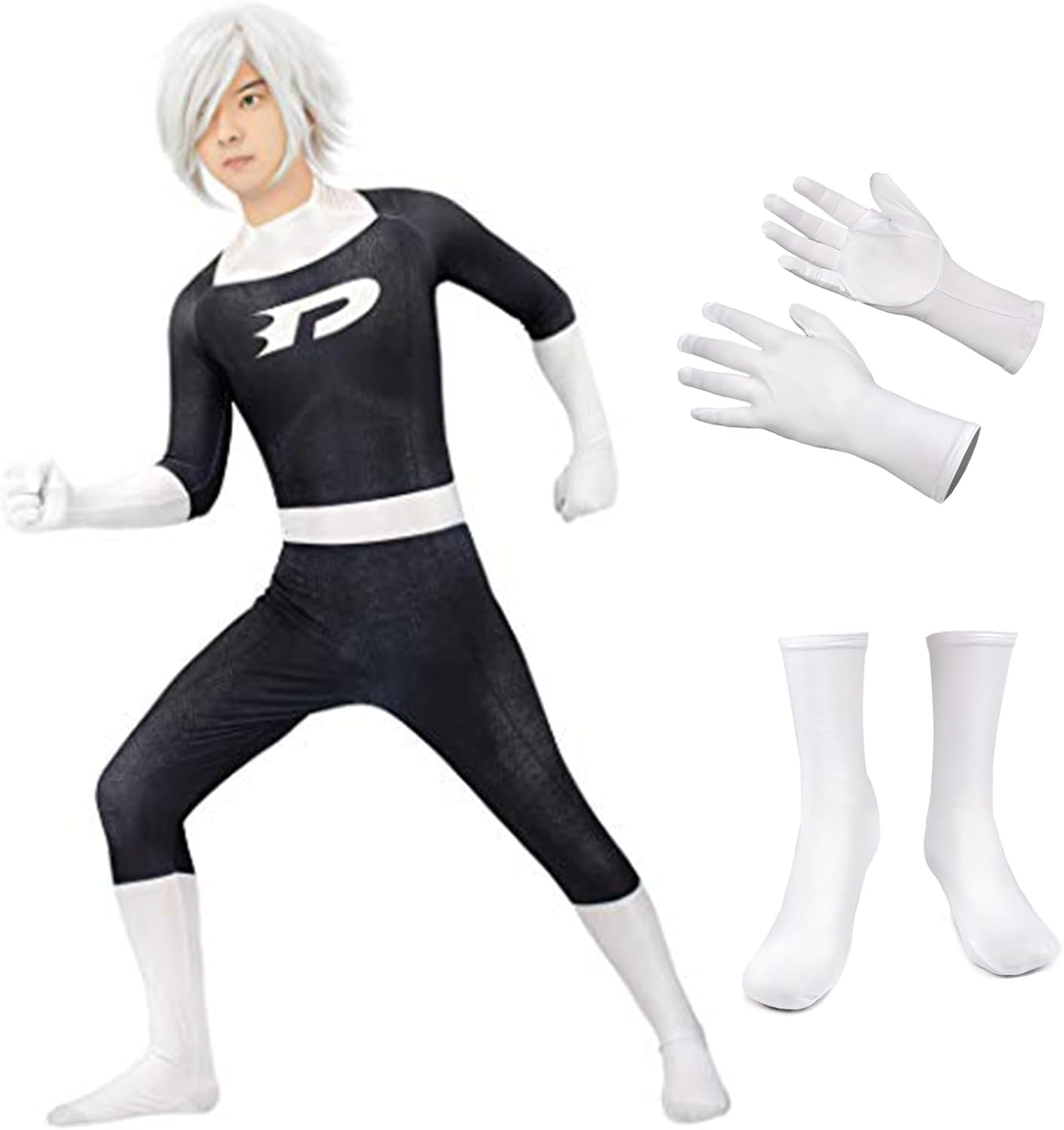 JOVIKE Danny Phantom Men's Black Cosplay Bodysuit Costume 3D Printed ...