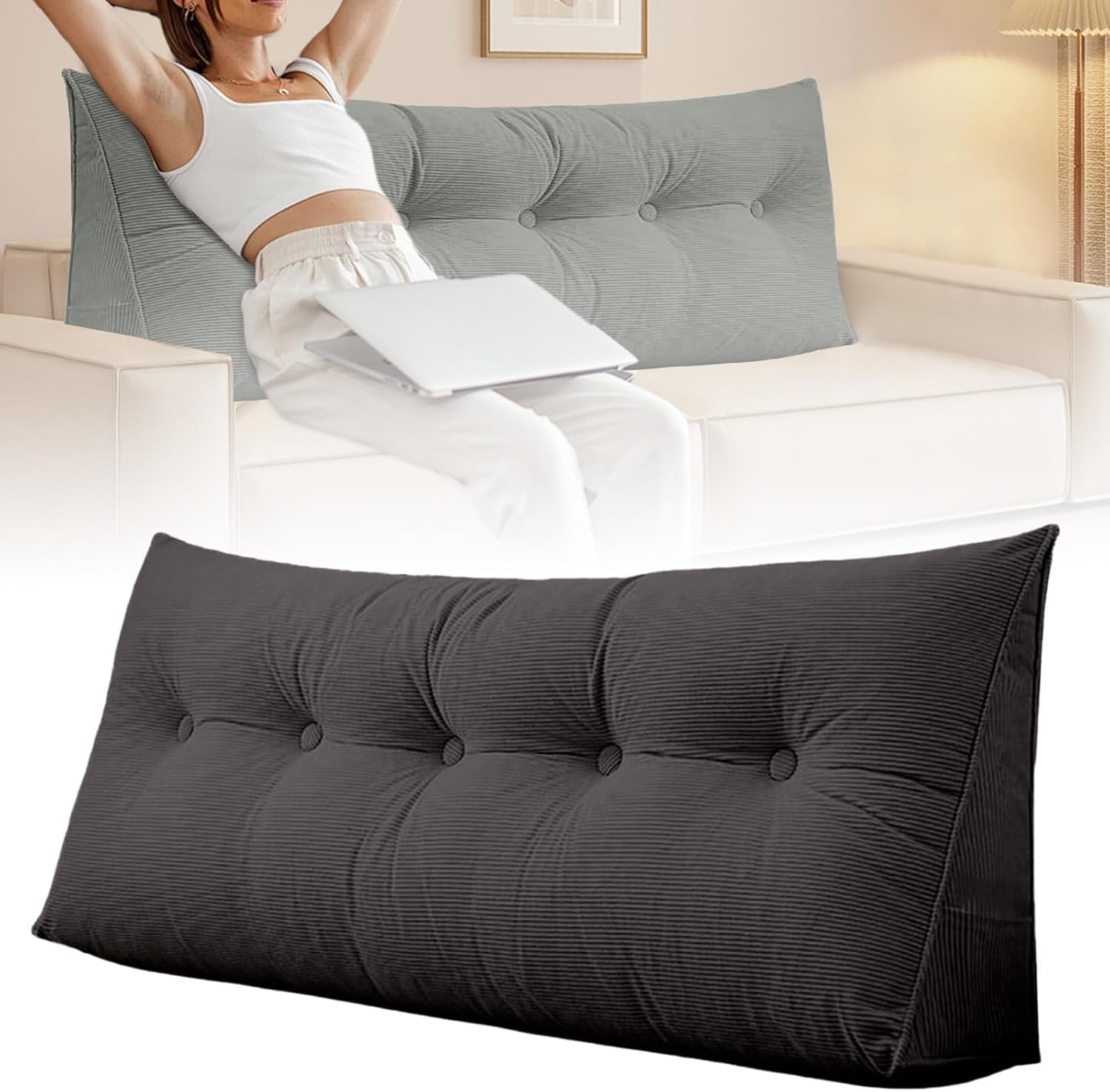 JOVIKE Triangular Headboard Pillow for Dorm Bed Headboard Wedge Pillows ...