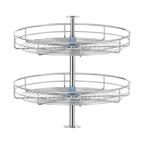 JOWBOOW 21-1/4" Full Circle Lazy Susan, 2-Tier Chrome Rotating Corner ...