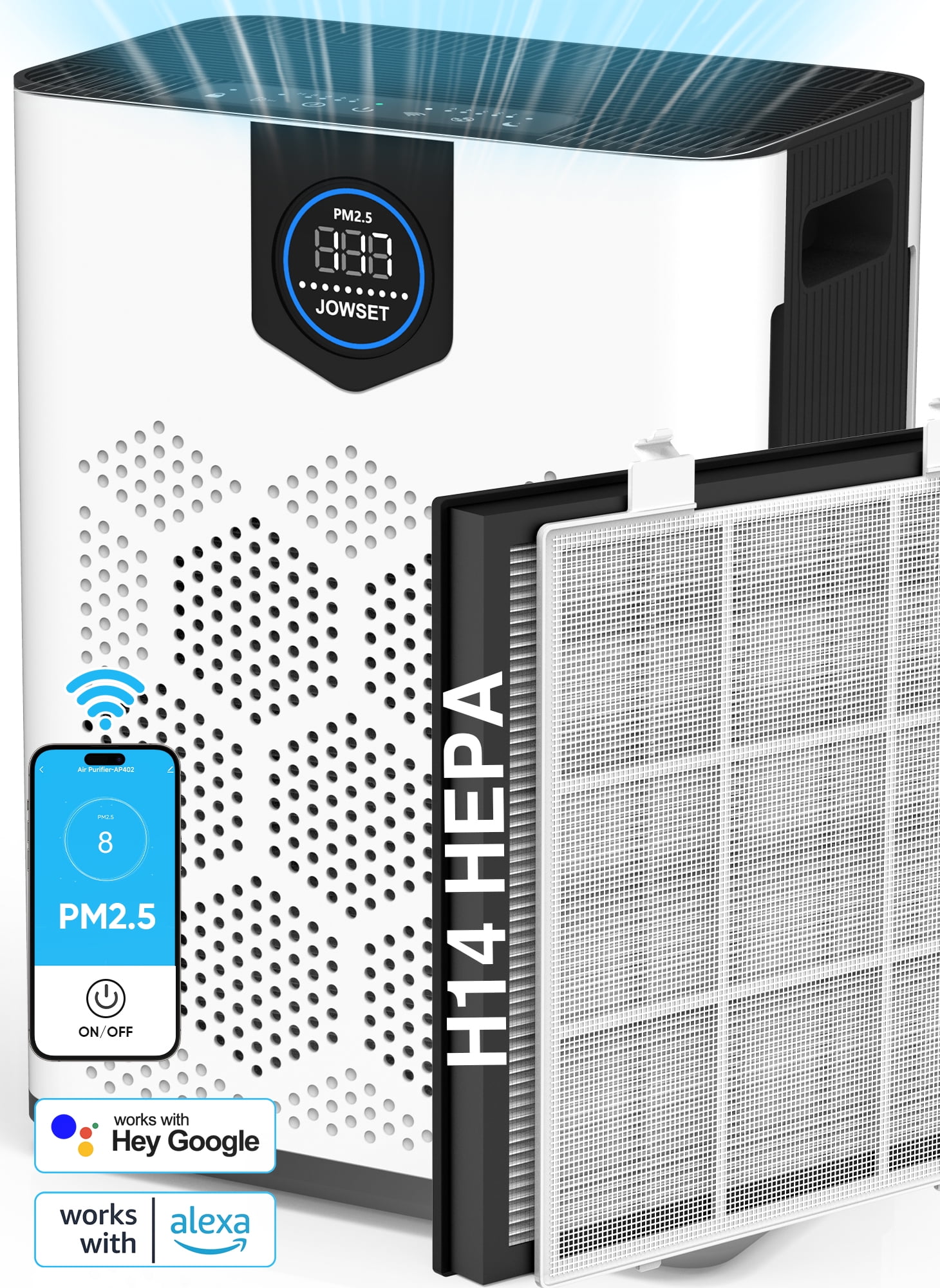 JOWSET HEPA 14 WiFi Air Purifier, Allergen Remover for Large Rooms, 1600 Sq.ft - Walmart.com
