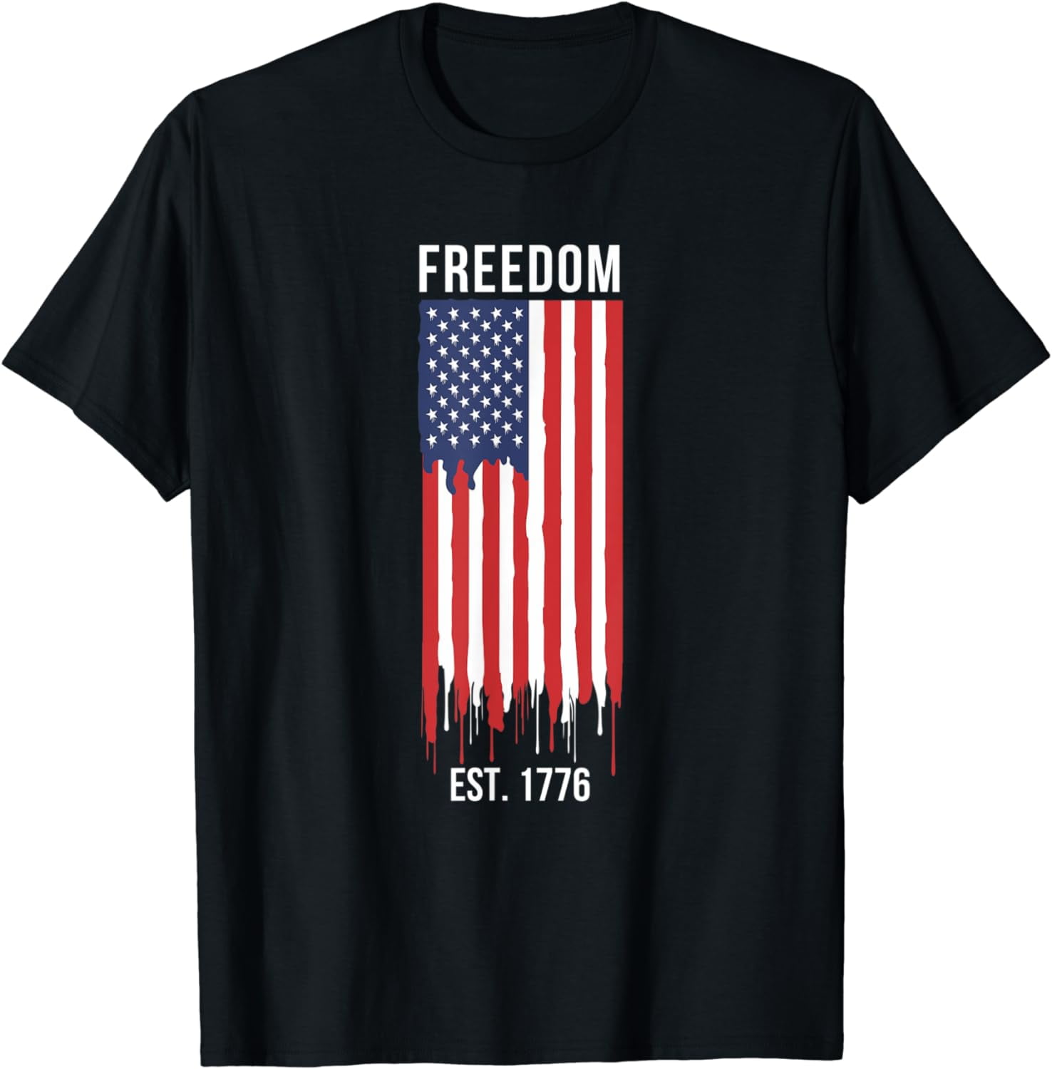 JOY American Flag 4th of July Freedom EST. 1776 Graffiti T-Shirt ...