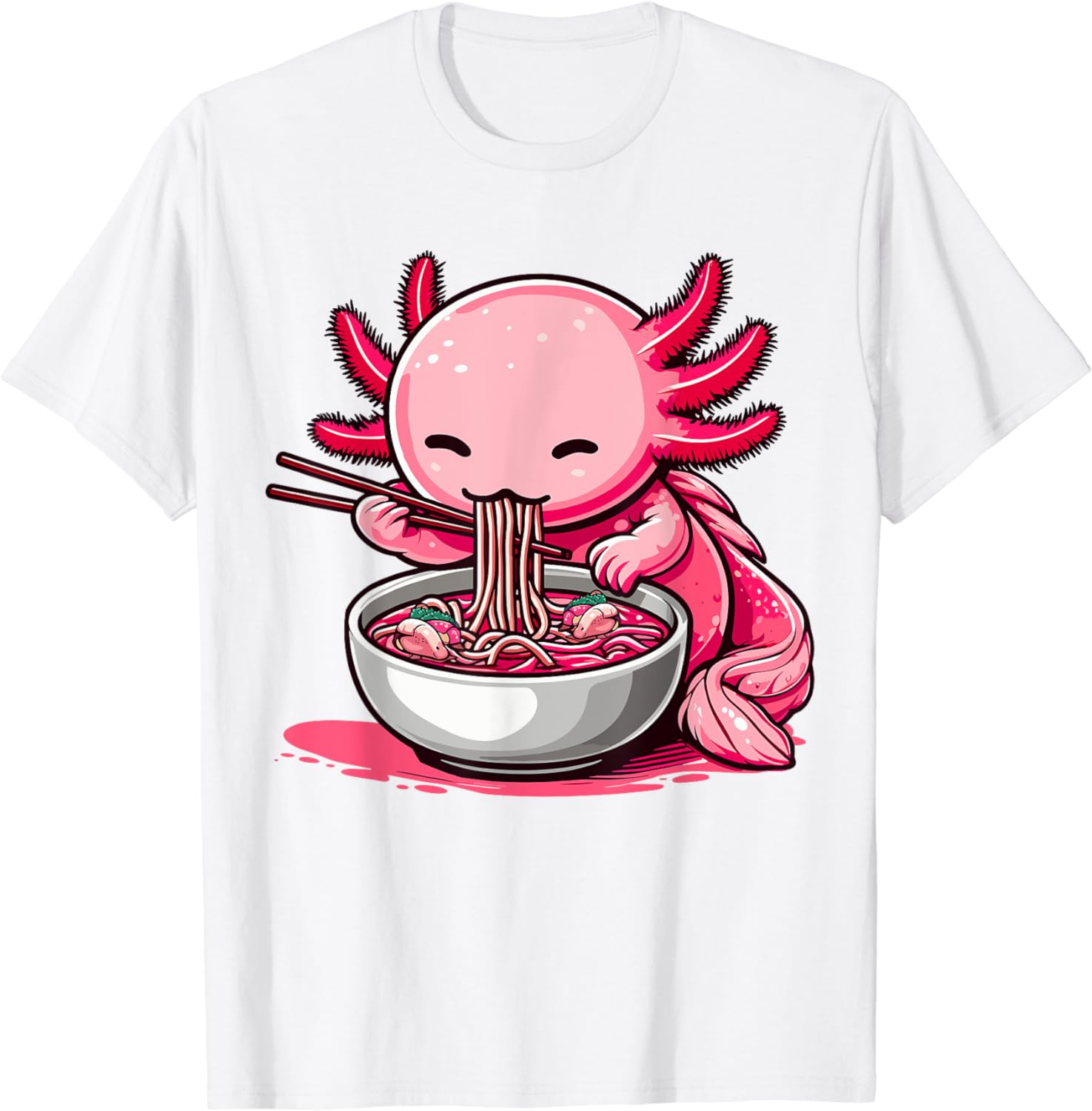 JOY Anime Kawaii Axolotl Eating Ramen Noodles Kids Teen Girl Boy T ...