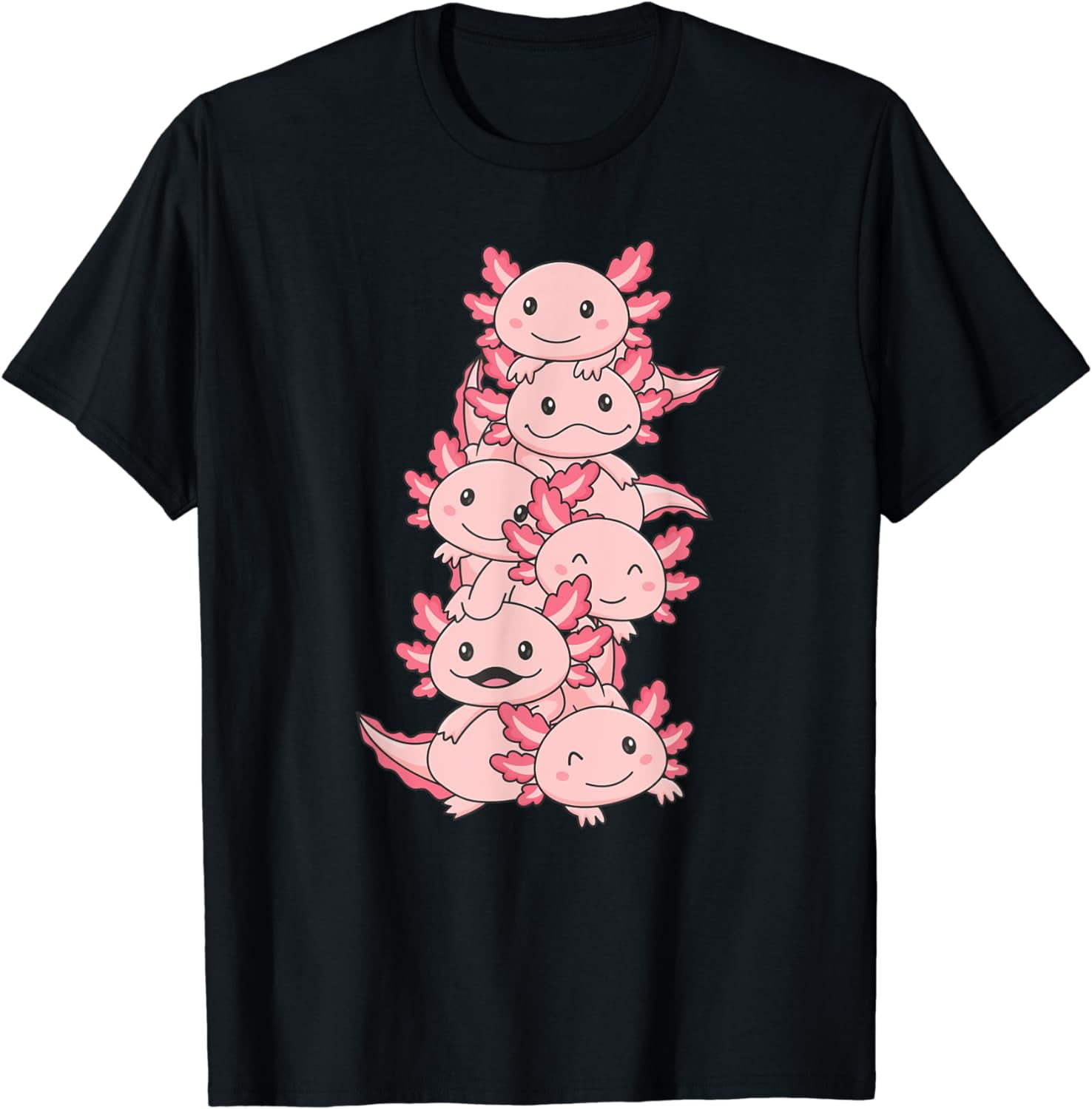 JOY Axolotl Pile Cute Animals Kawaii Anime Funny Axolotl T-Shirt ...
