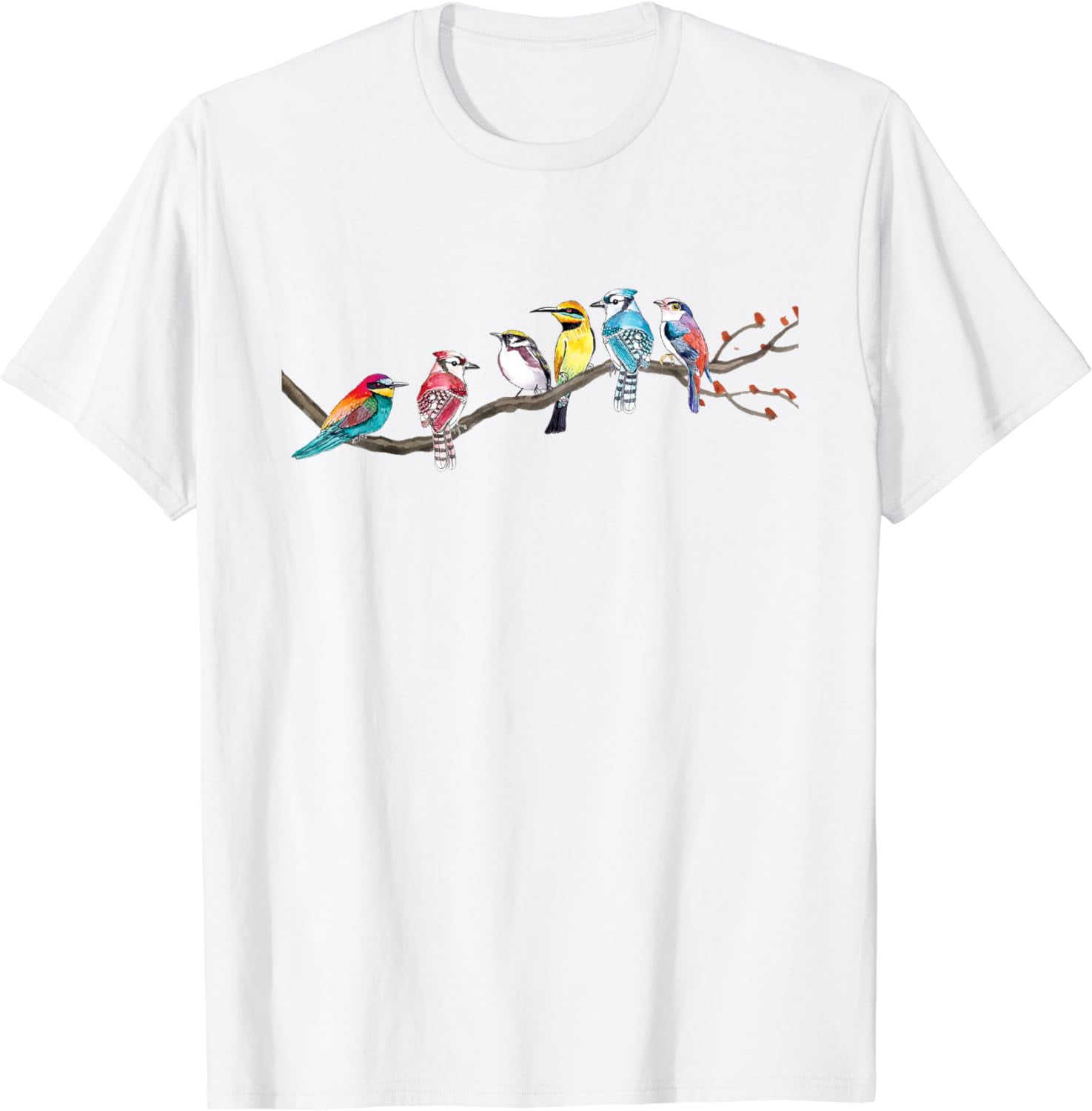 JOY Birds On A Branch - Birding Bird Watching Bird Watcher T-Shirt ...