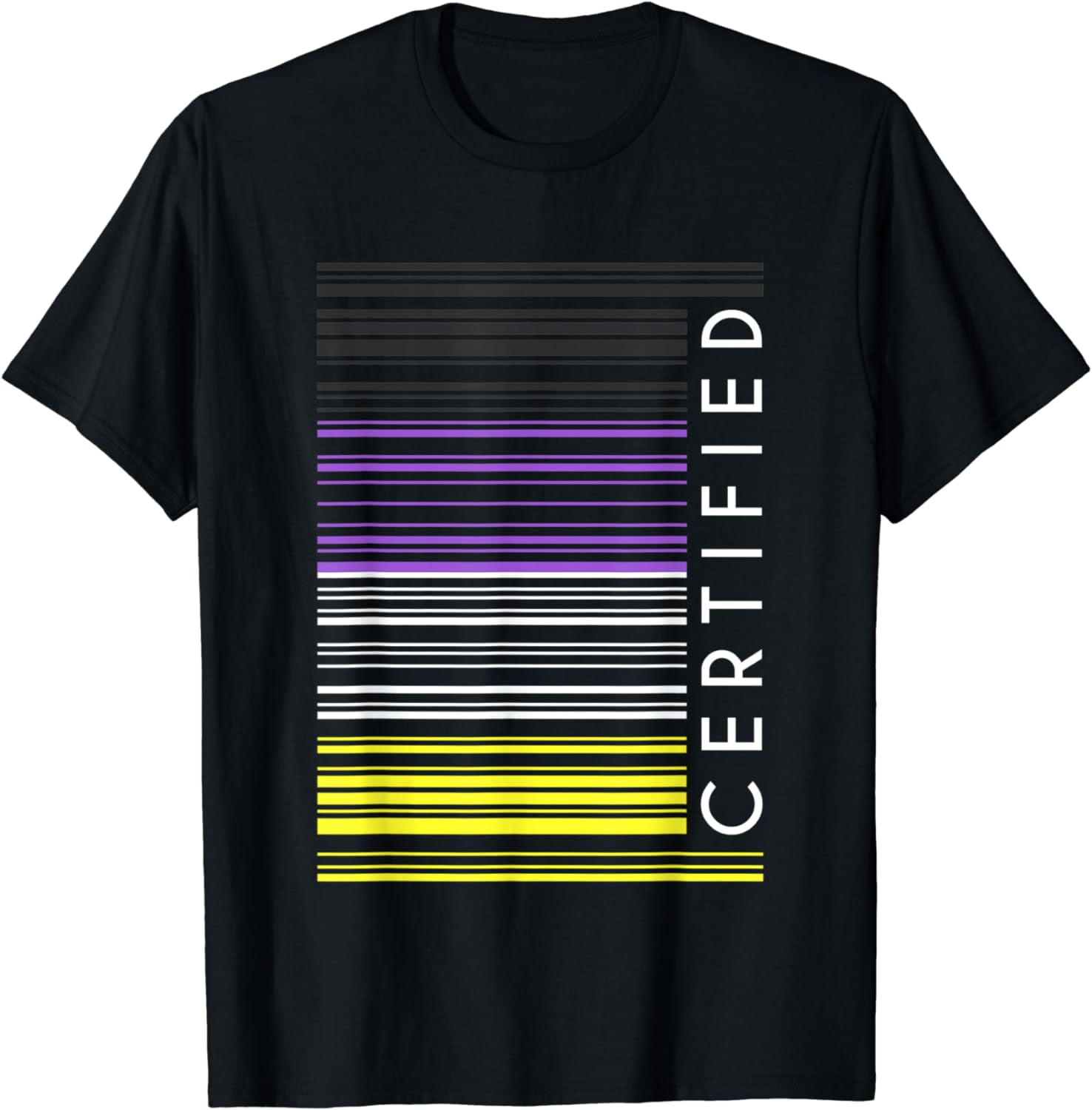JOY Certified Nonbinary Enby Flag Barcode Genderqueer LGBT T-Shirt ...