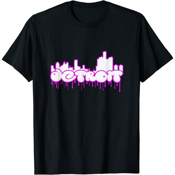 JOY Detroit Skyline graffiti T shirt- Detroit paint drip t shirt ...