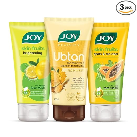 JOY Face Wash Combo Pack|Skin Fruits Brightening, Ubtan Tan Removal & Blemish Minimizing, And ...
