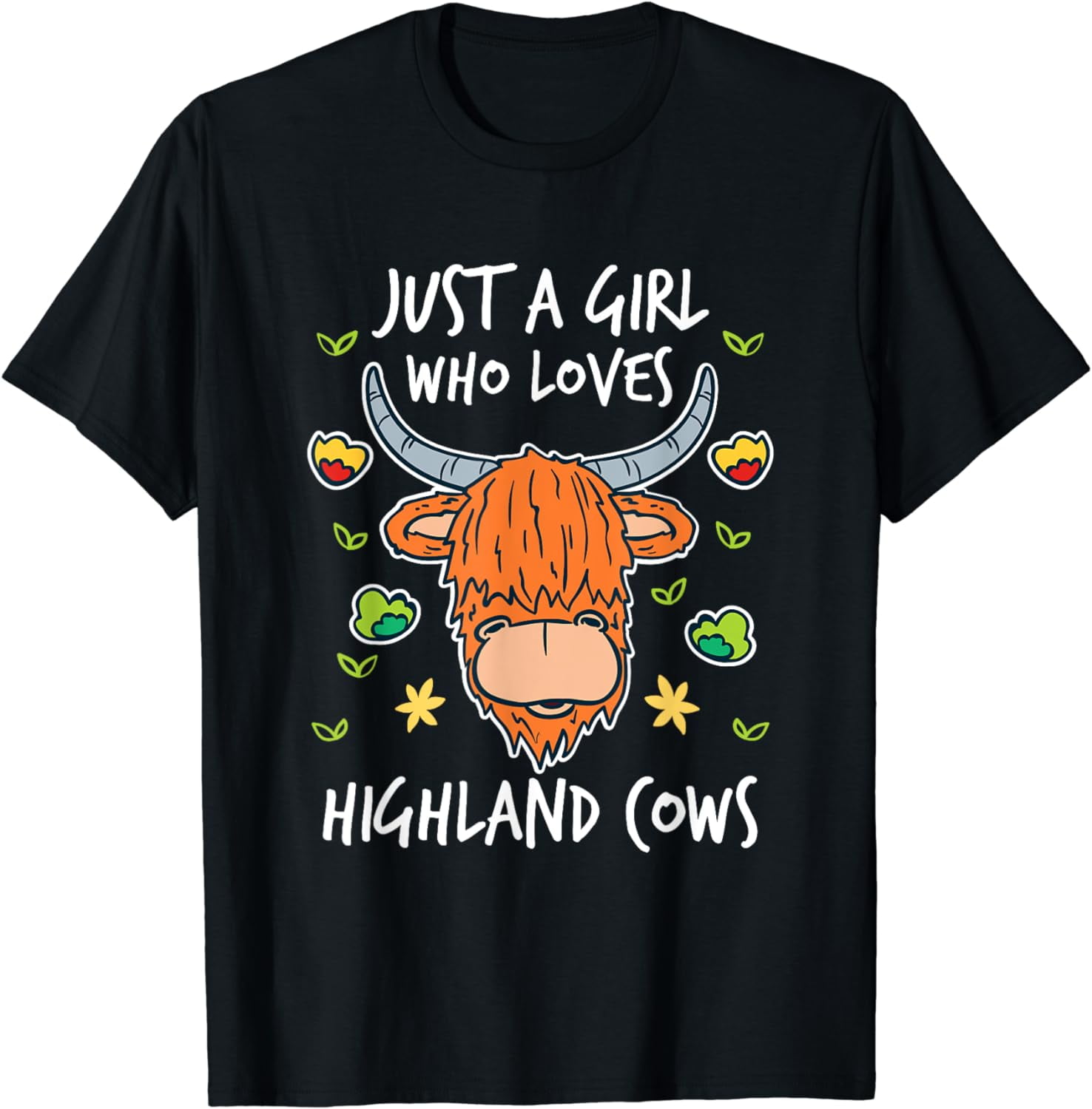 JOY Fun Cute Scottish Highland Cow T-Shirt - Walmart.com