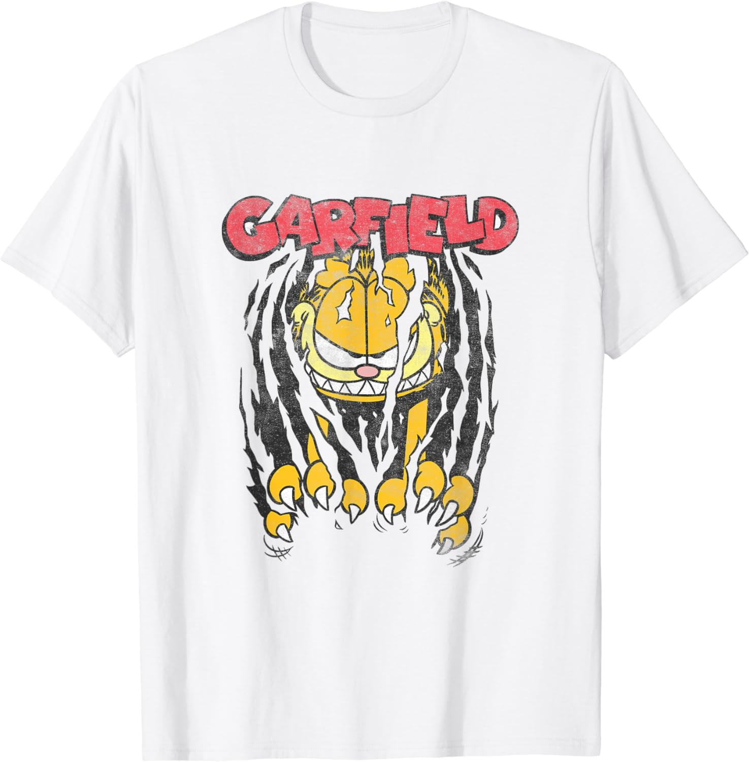 JOY Garfield Vintage Classic Comic Cat Scratch Menacing Face T-Shirt ...
