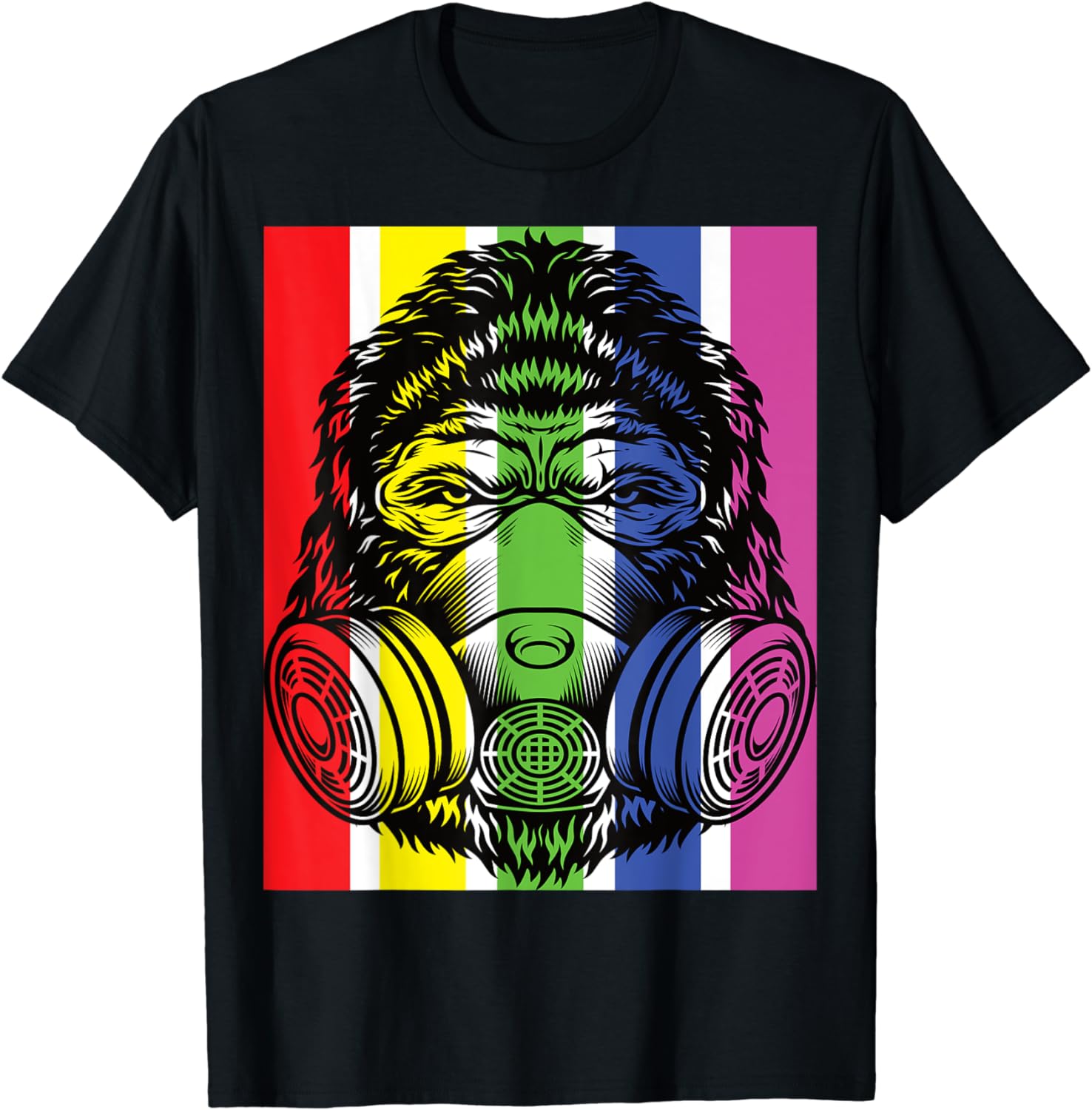 JOY Gorilla with gas mask, rainbow, sprayer, graffiti T-Shirt - Walmart.com