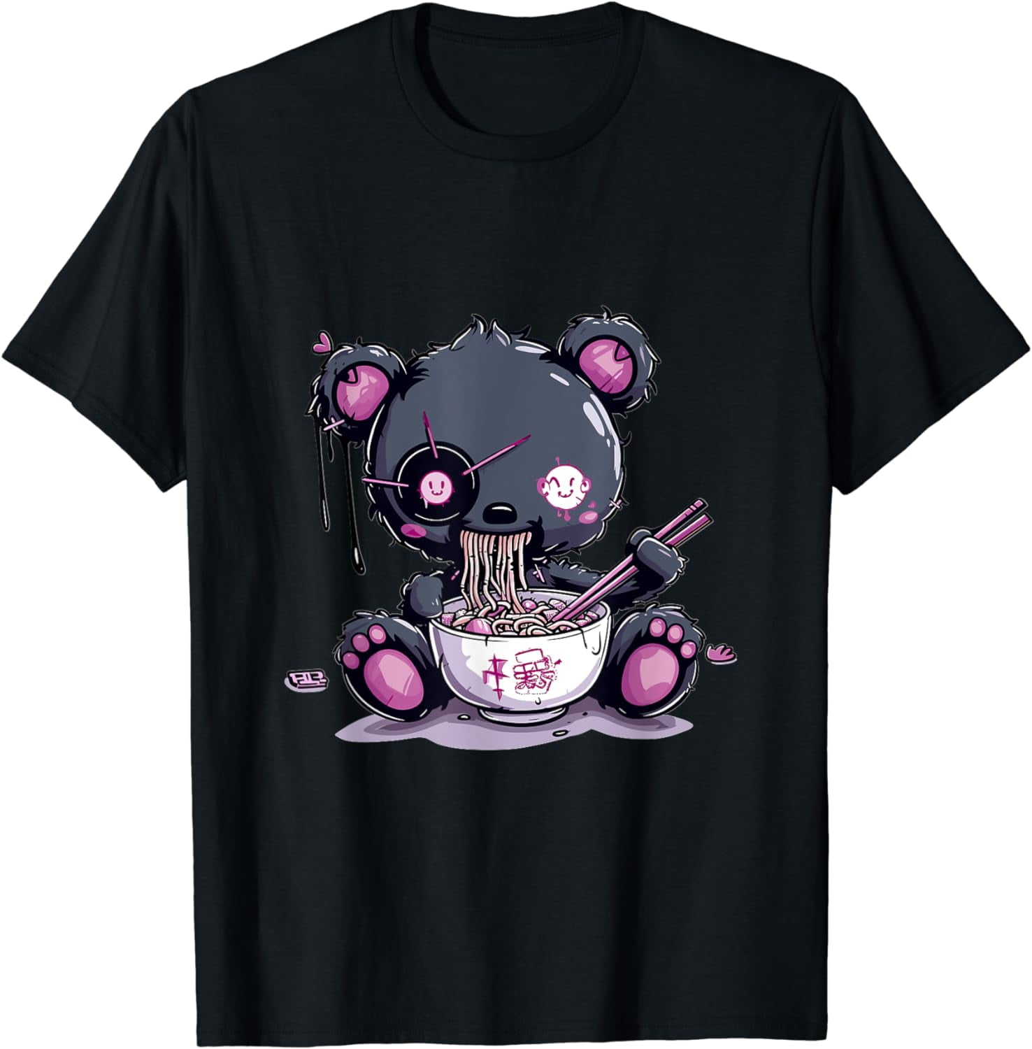 JOY Goth Pastel Cute Creepy Kawaii Teddy Bear Voodoo Doll Ramen T-Shirt ...