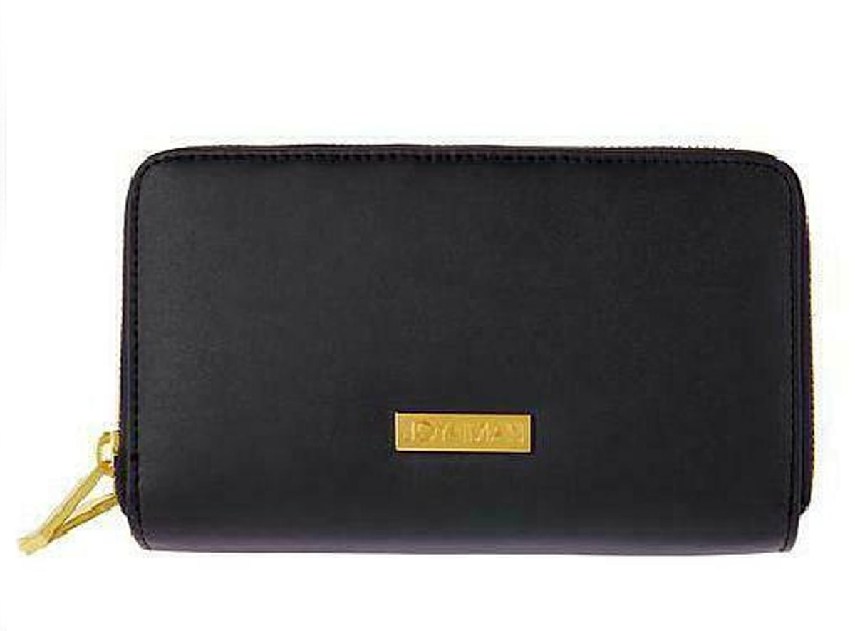 JOY & IMAN Leather Wallet with 2 Wrap-Around Zippers RFID ~Black ...