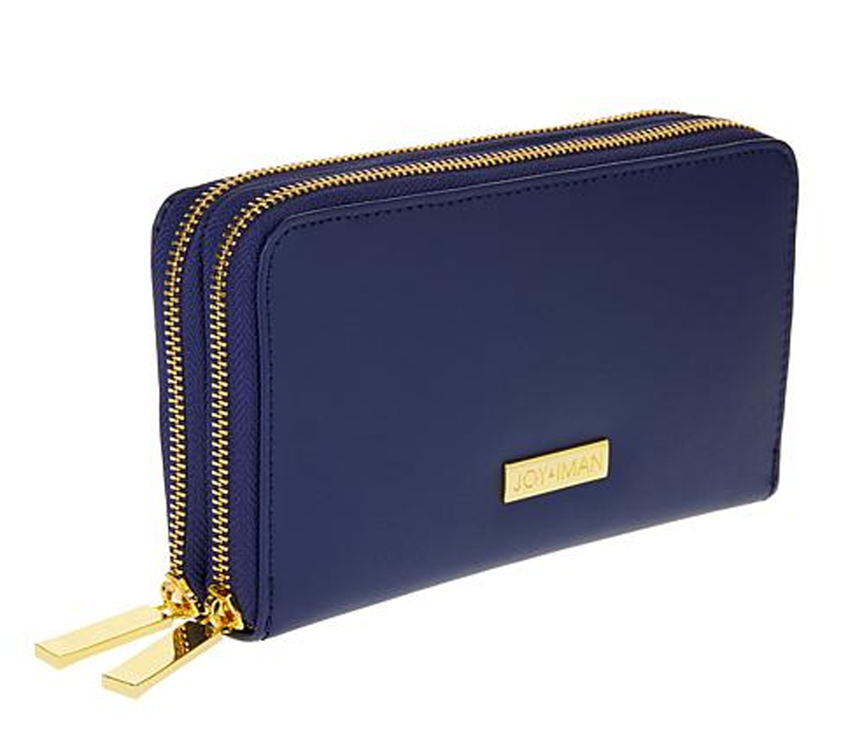 JOY & IMAN Leather Wallet with 2 Wrap-Around Zippers RFID ~Navy ...