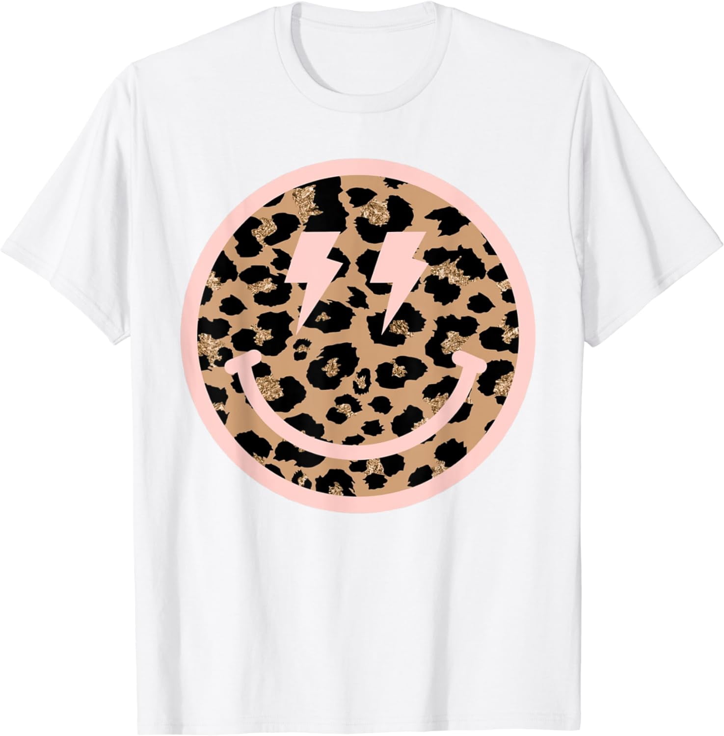 JOY Leopard Smile Face Shirt Lightning Bolt Eyes Happy Face T-Shirt ...