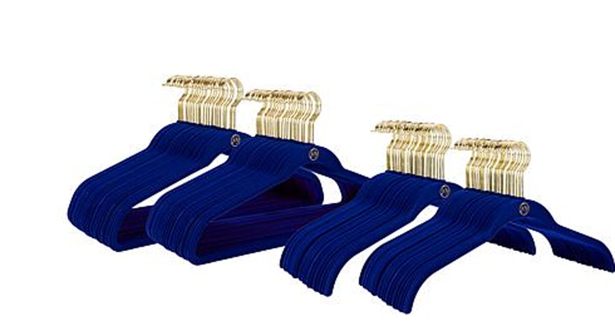 JOY Mangano Huggable Hangers (Blue) 100-piece Anti-Microbial Clean Boss ...