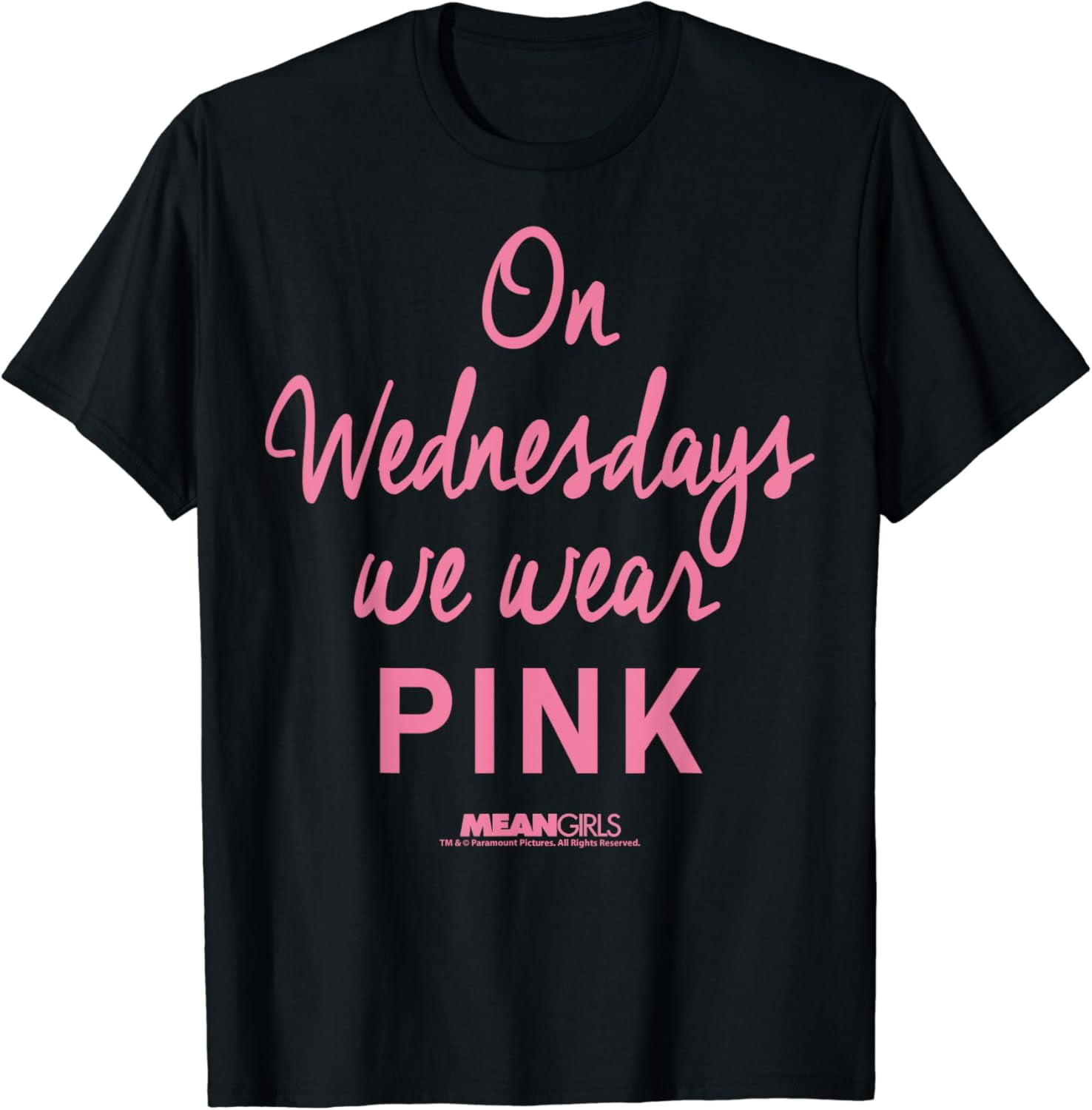 JOY Mean Girls On Wednesdays We Wear Pink Script T-Shirt - Walmart.com