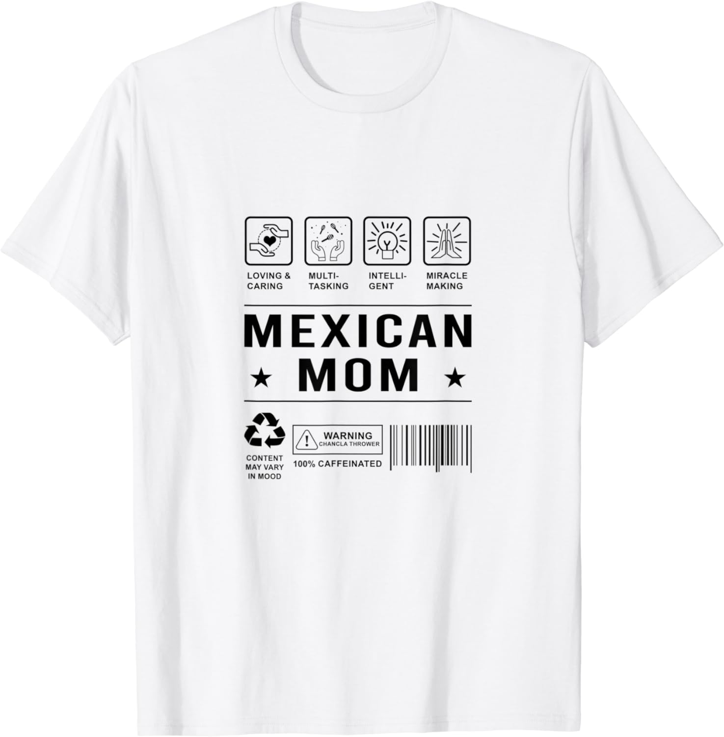 JOY Mexican Mom Latina Power Latina Barcode Product Label T-Shirt ...