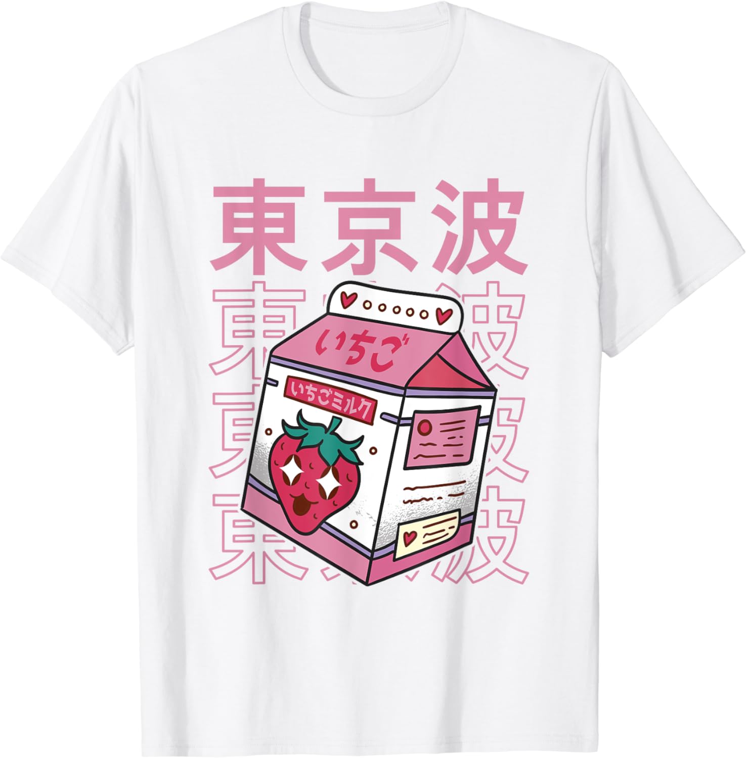 JOY Strawberry Milk Carton Japanese Kawaii Aesthetic Anime Girl T-Shirt ...