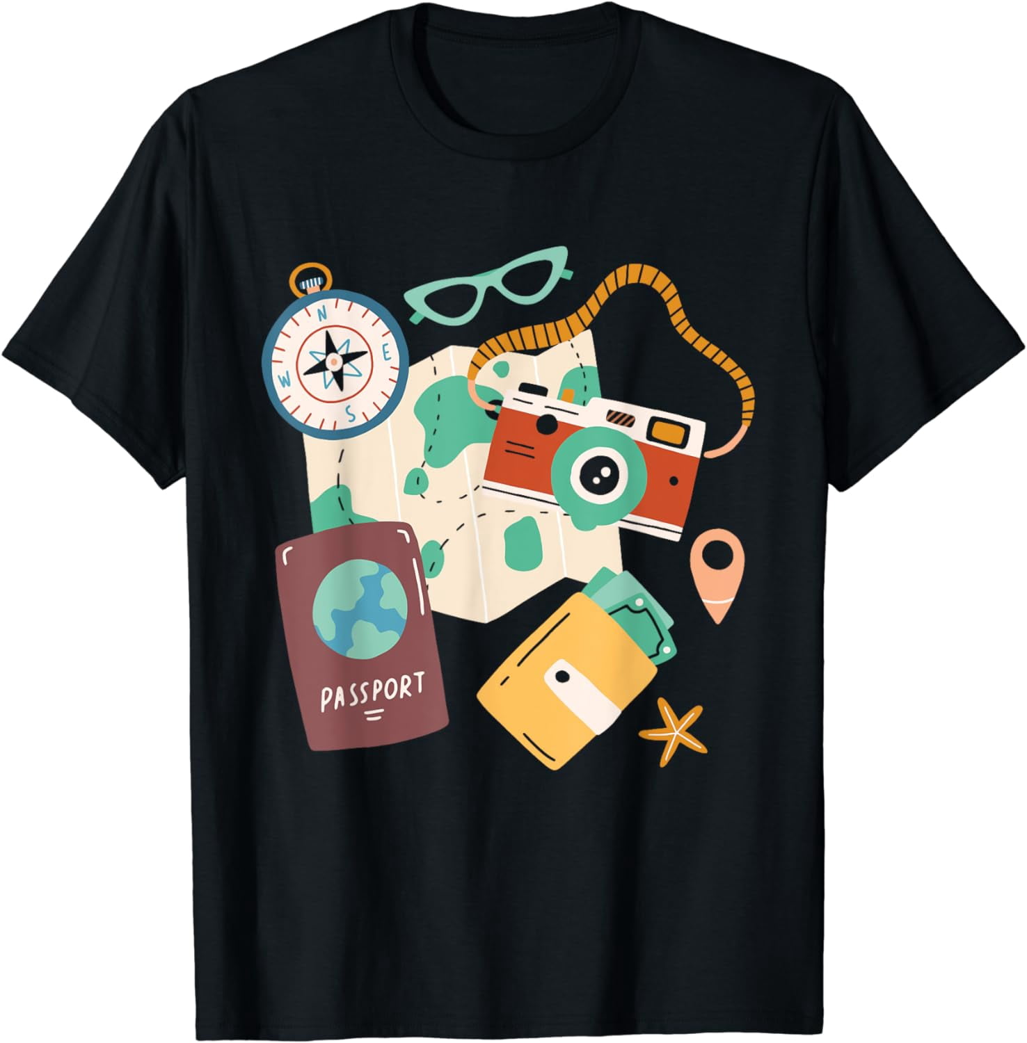 JOY Tourist Holidays Costume Camera Passport Traveling Vacation T-Shirt ...