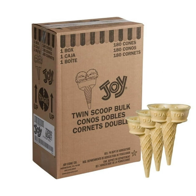 JOY Twin Scoop Ice Cream Cake Cones, 180/Case – Double the Delight with ...