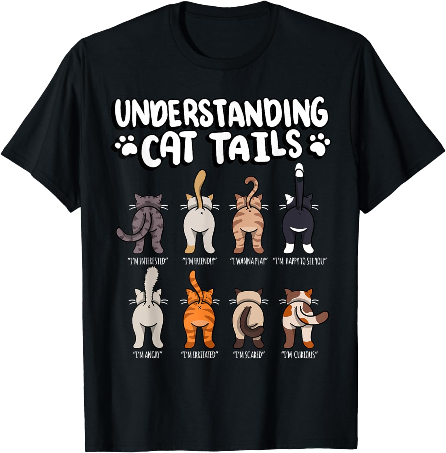 JOY Understanding Cat tails Fluffy Kitten Breeds Cute Cat T-Shirt ...