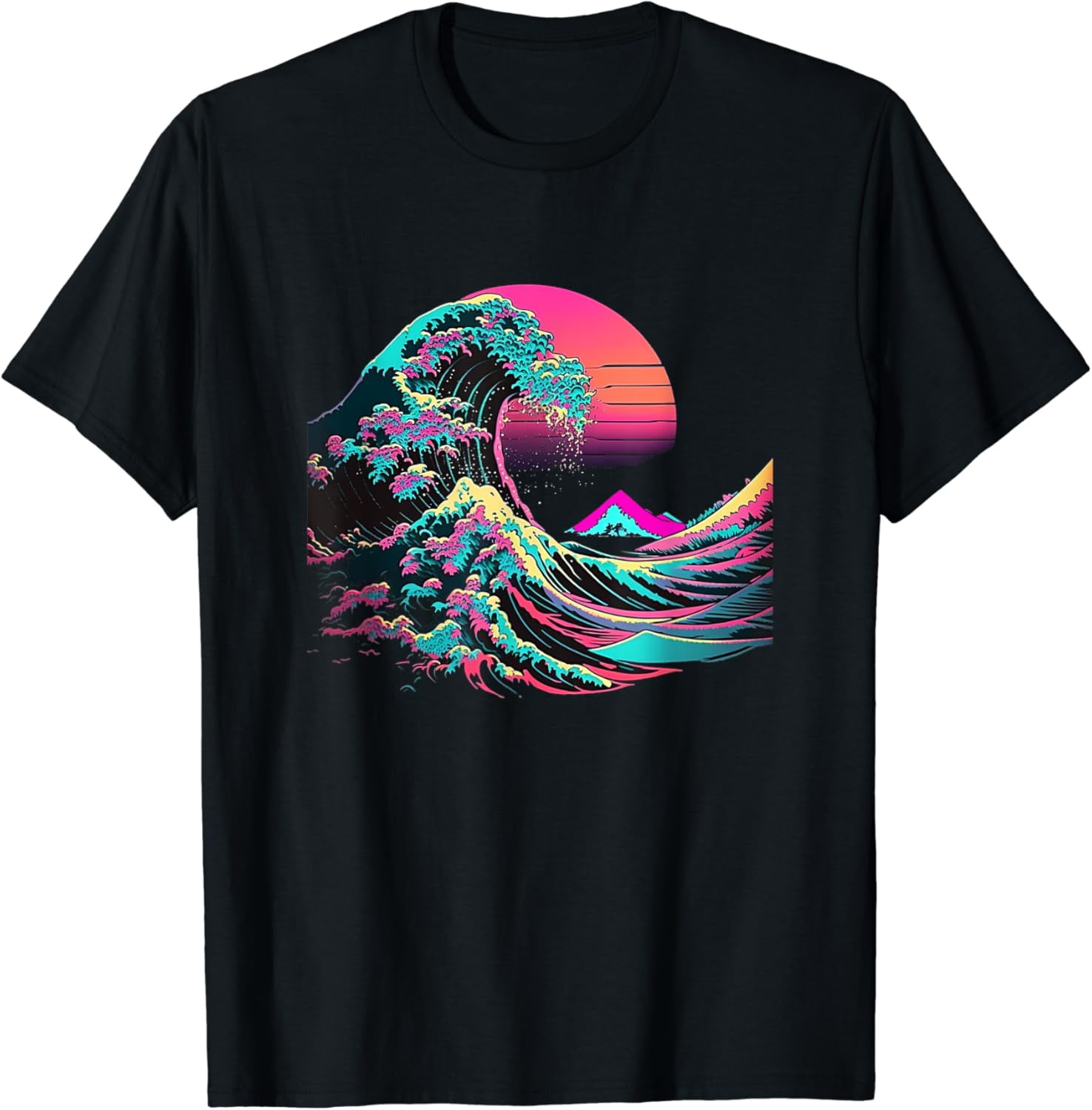 JOY Vaperwave Aesthetic Glitch Great Wave Retrowave Synthwave T-Shirt ...