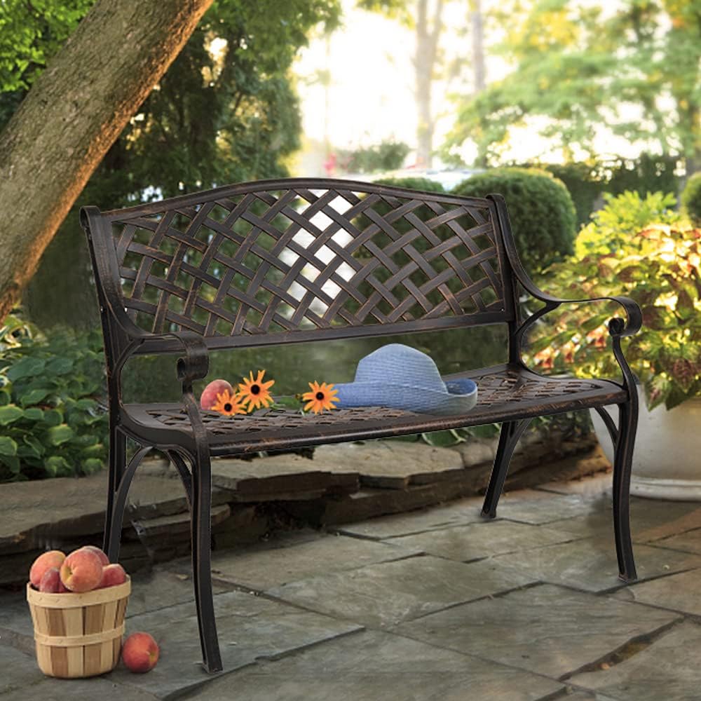 JOYBASE Outdoor Bench, Garden Patio Bench with Backrest, All-Weather ...