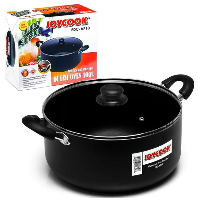 JOYCOOK Aluminum Non-Stick Dutch Oven 10QT Black - Walmart.com
