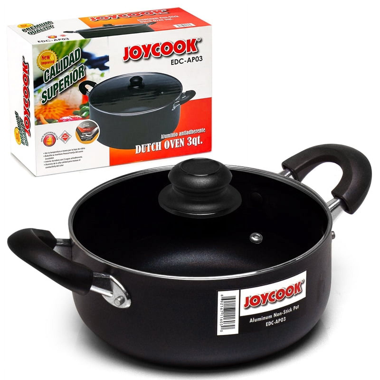 JOYCOOK Aluminum Non-Stick Dutch Oven 3QT Black - Walmart.com