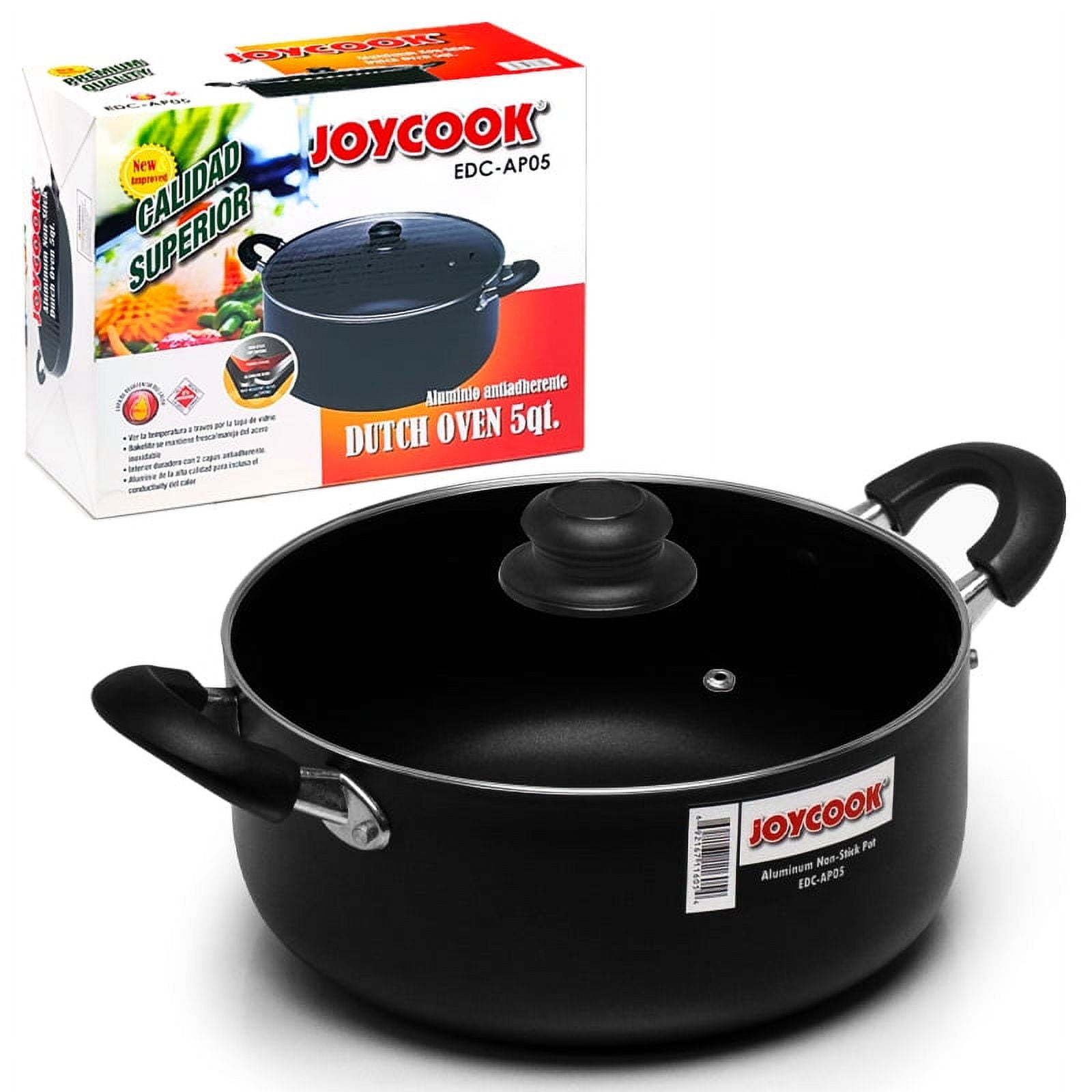 JOYCOOK Aluminum Non-Stick Dutch Oven 5QT Black - Walmart.com